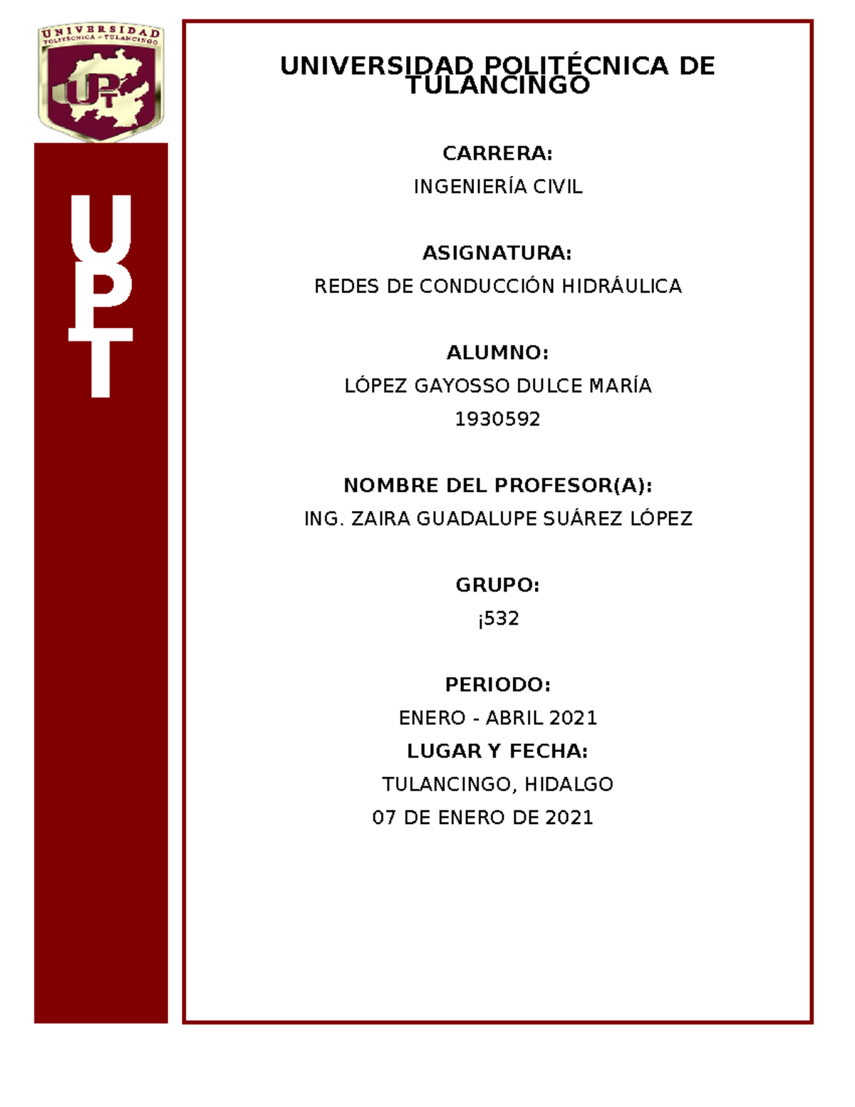 Portada institucional UPT ejemplo - ingeniería civil - UNIVERSIDAD ...