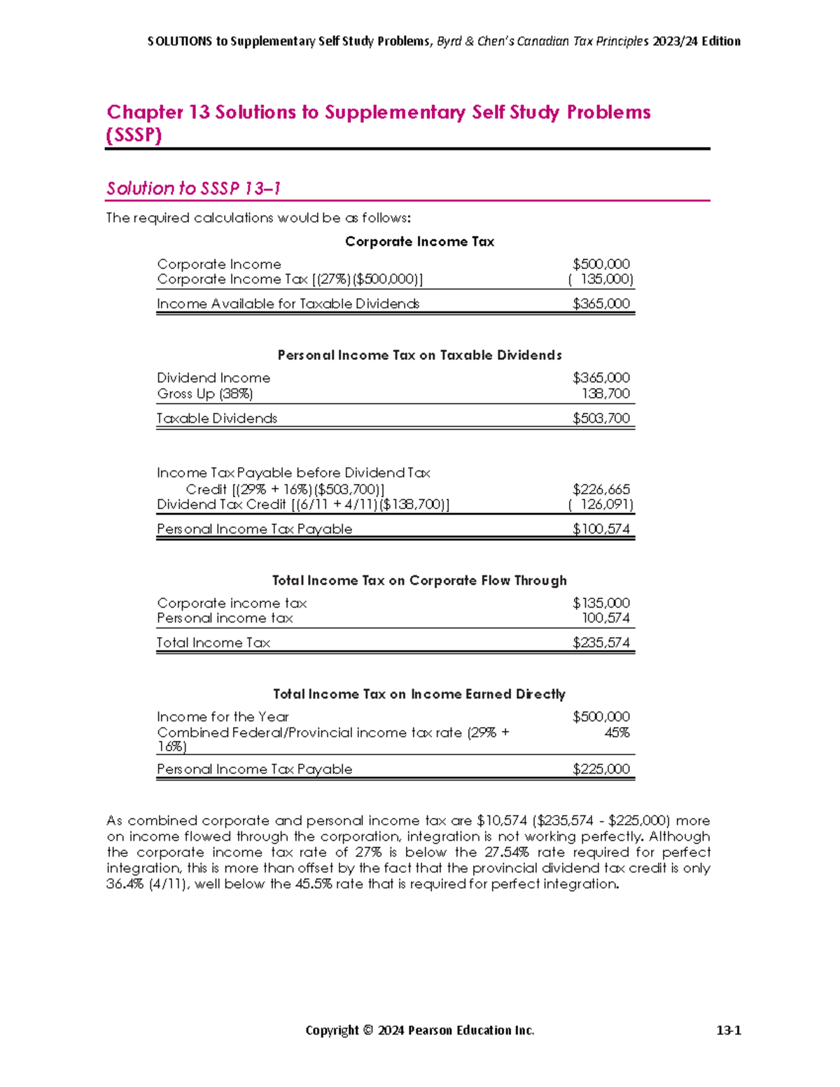 Donell byrdchen CTP 2023-24 SSSP soln Ch13 - Chapter 13 Solutions to Supplementary Self Study ...