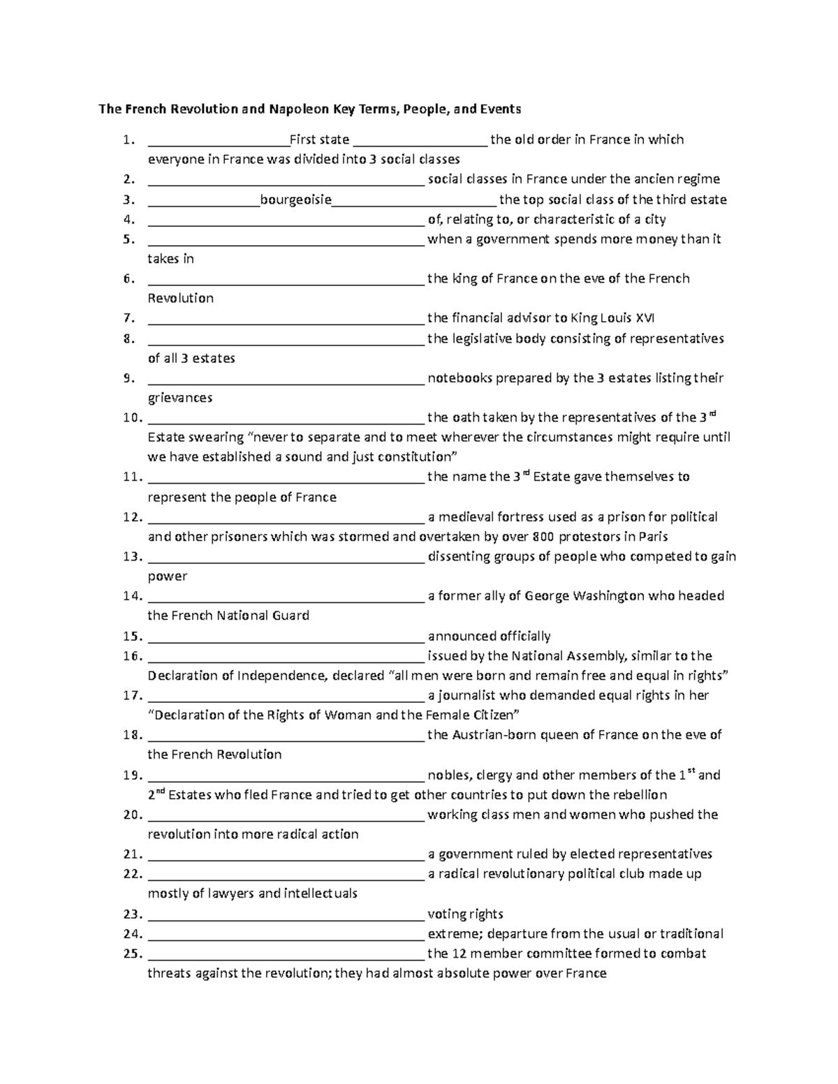 The+French+Revolution+Key+Terms - The French Revolution and Napoleon ...