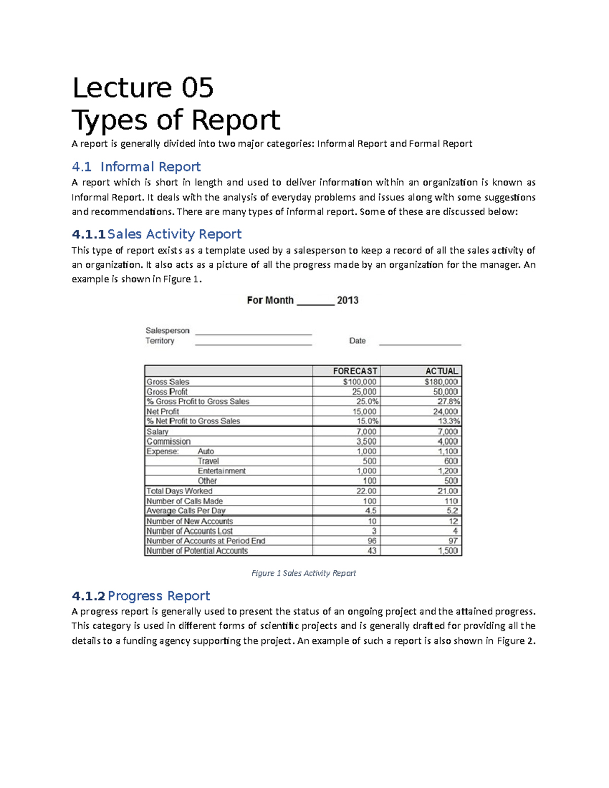 Hum102 lecture 05 - Lecture 05 Types of Report A report is generally ...