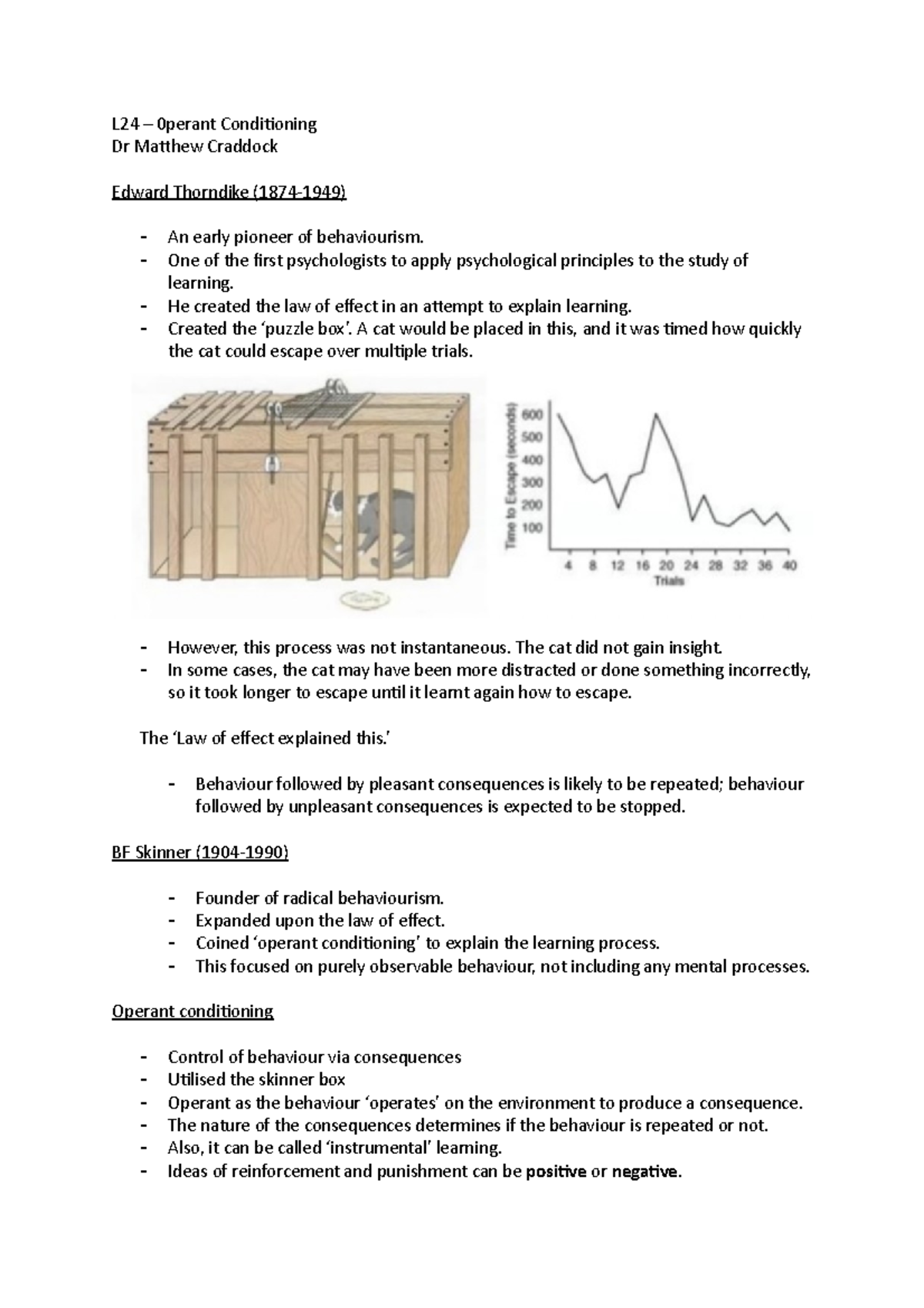 L24 operant conditioning - L24 – 0perant Conditioning Dr Matthew ...