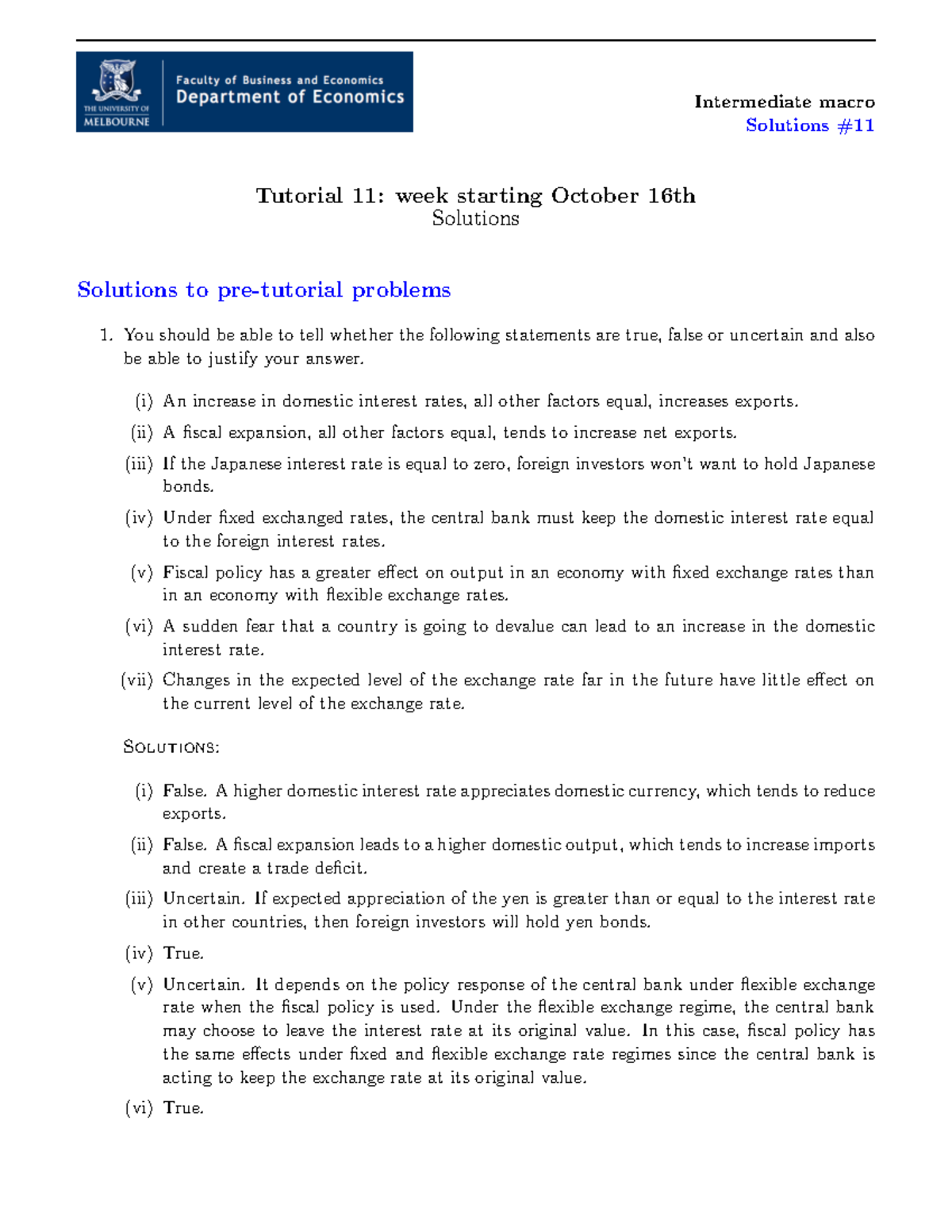 Solutions 11 - tute 11 - Intermediate macro Solutions # Tutorial 11: week starting October 16th ...