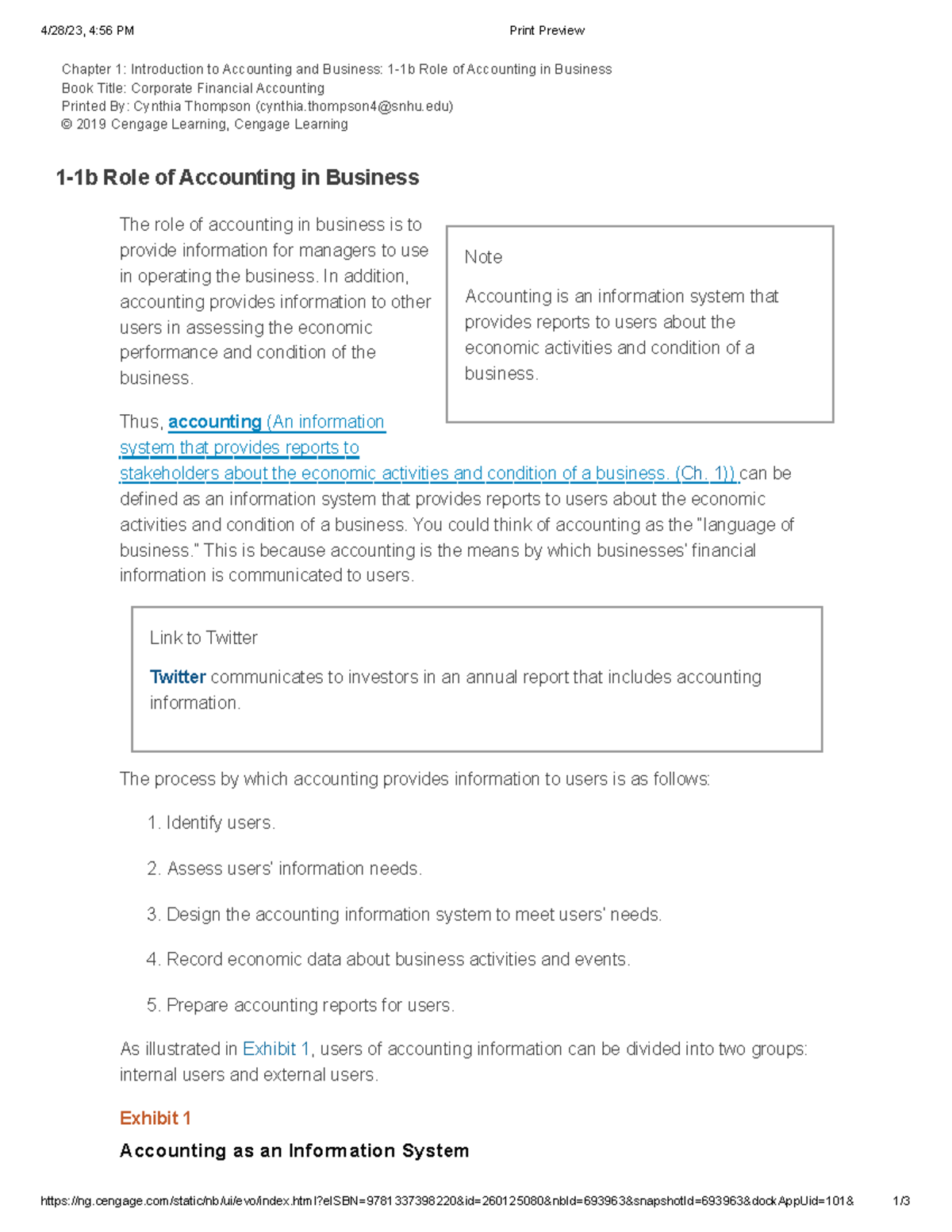 1-1b Mind Tap - Cengage Learning - 4/28/23, 4:56 PM Print Preview - Studocu