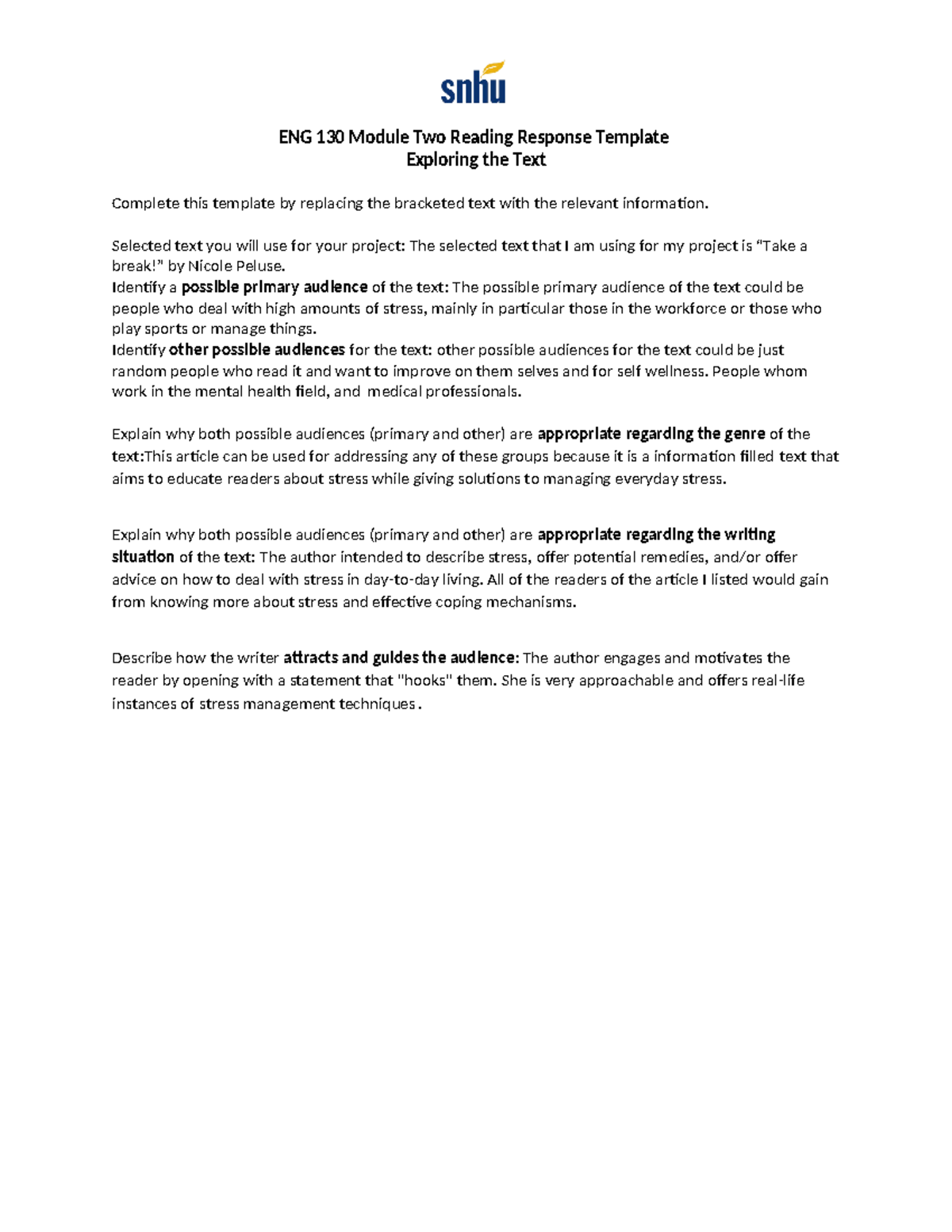 ENG 130 Module Two Reading Response Template - ENG 130 Module Two ...