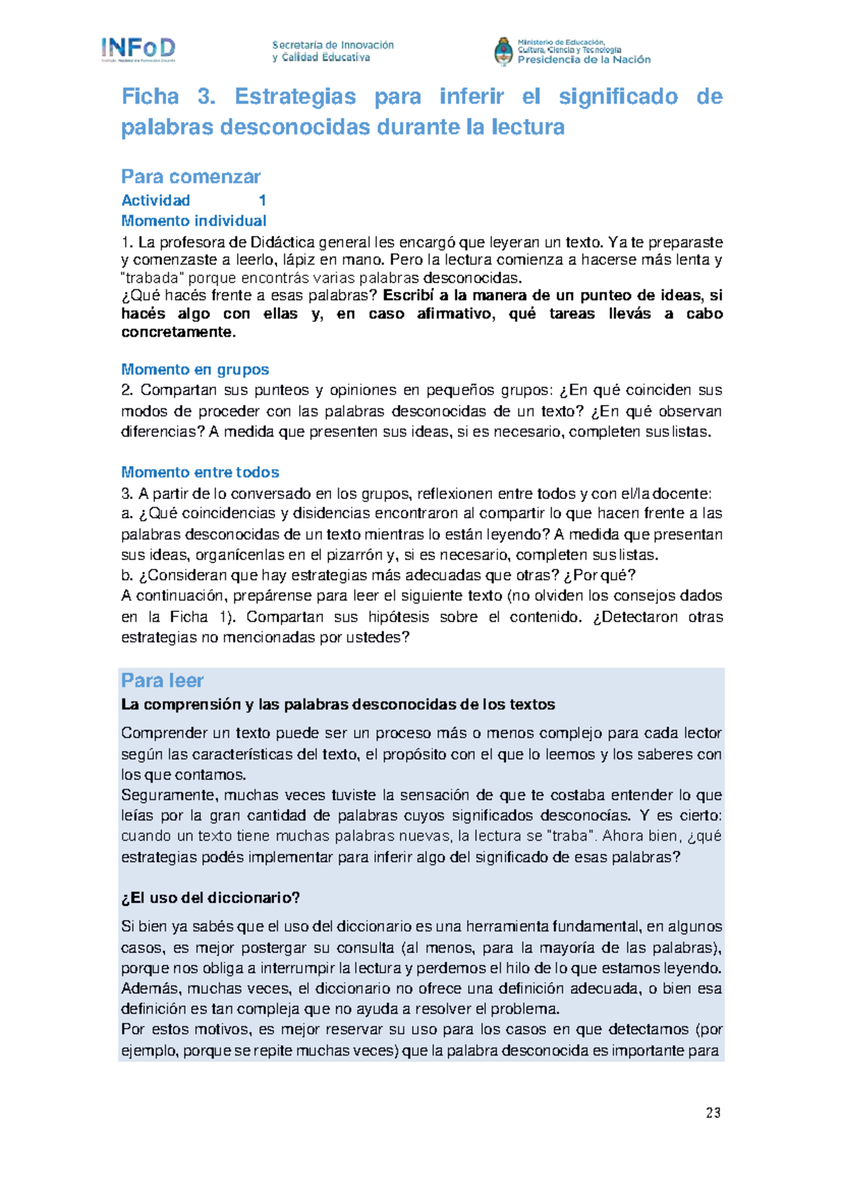 Tips para comprender palabras por el contexto - Ficha 3. Estrategias ...