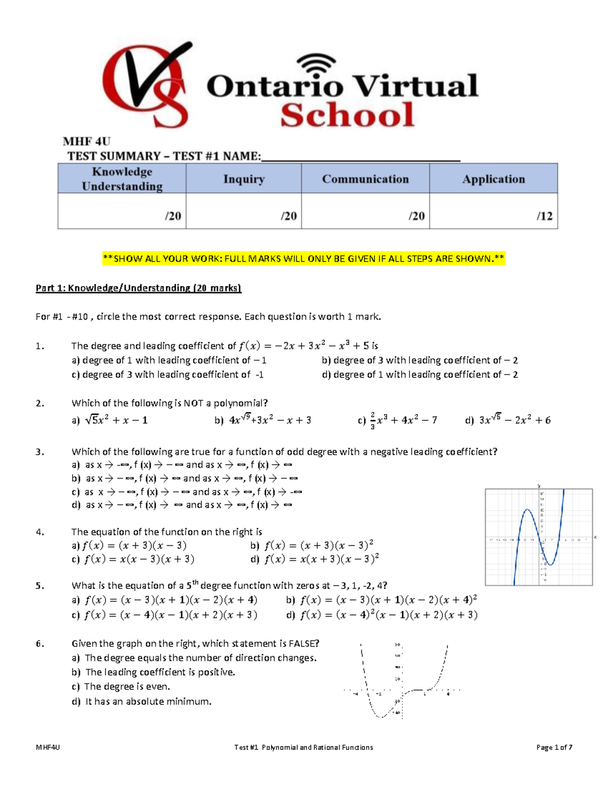 1704663929-MHF4U-20 Test 1 Polynomials and Rationals January 2024 ...
