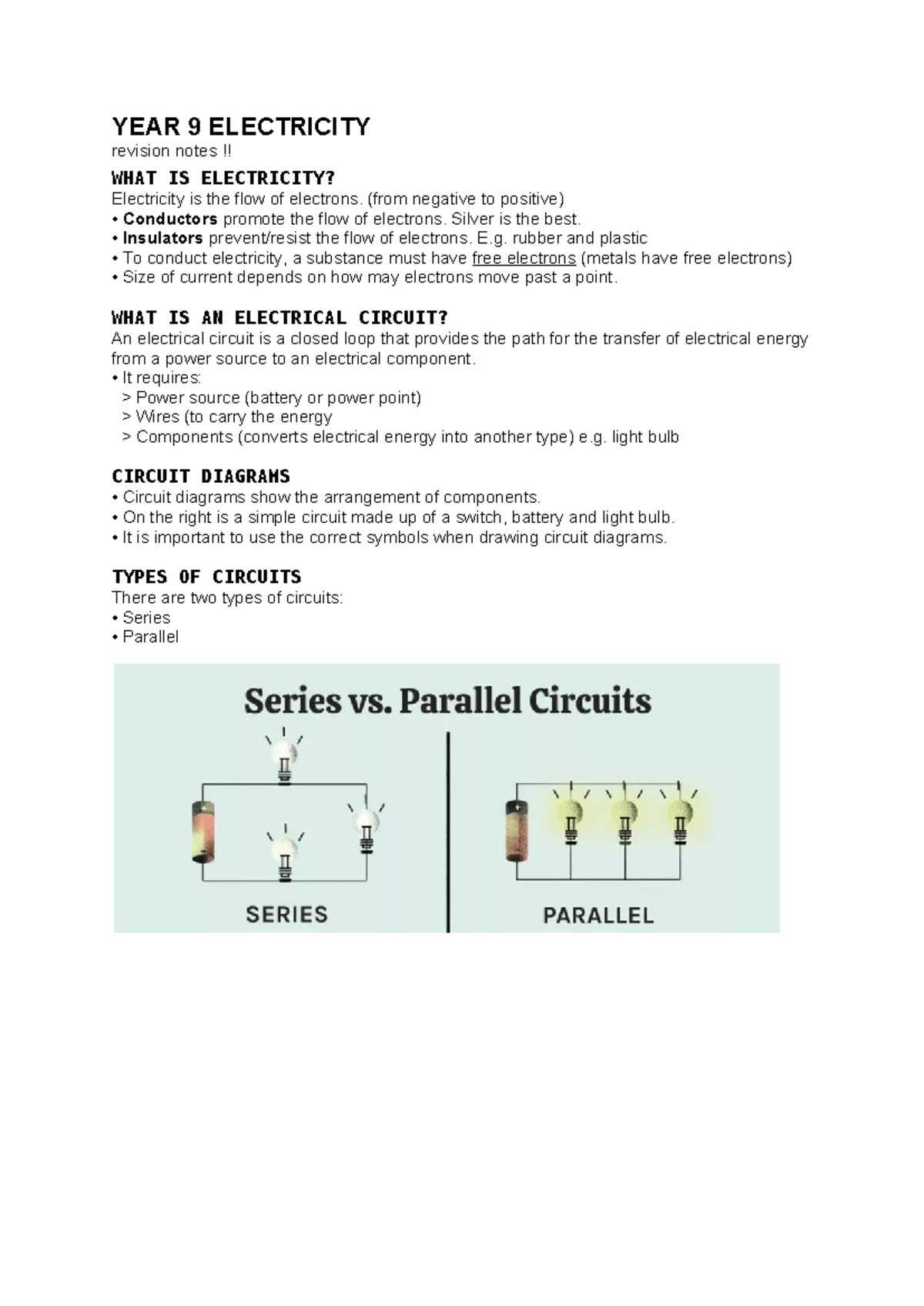 YEAR 9 Electricity - YEAR 9 ELECTRICITY revision notes !! WHAT IS ...
