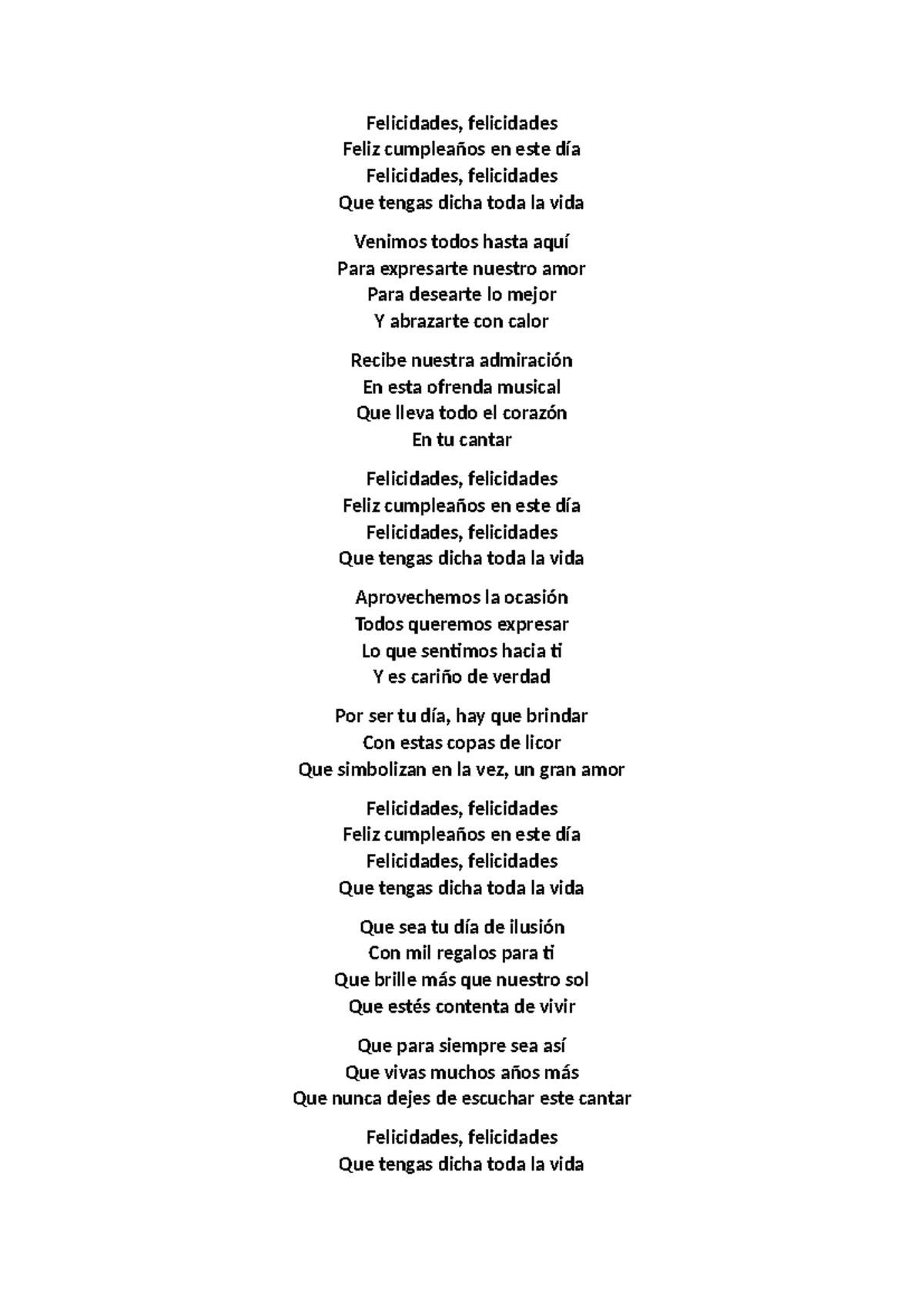 Letra Felicidades Mariachi - Felicidades, felicidades Feliz cumpleaños ...