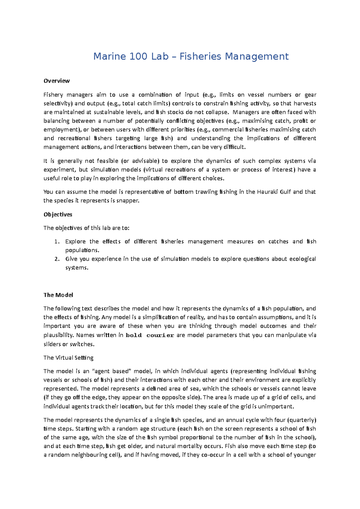 Lab instructions fisheries management - Marine 100 Lab – Fisheries ...