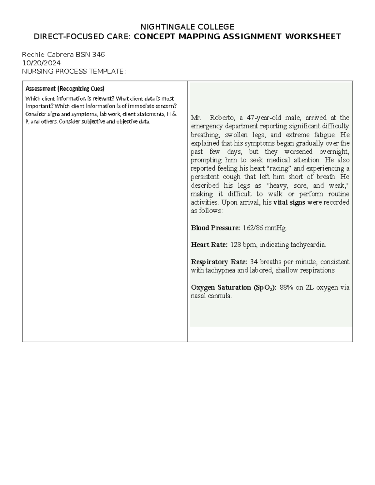 Concept Map #2 (346) - n/a - NIGHTINGALE COLLEGE DIRECT-FOCUSED CARE ...