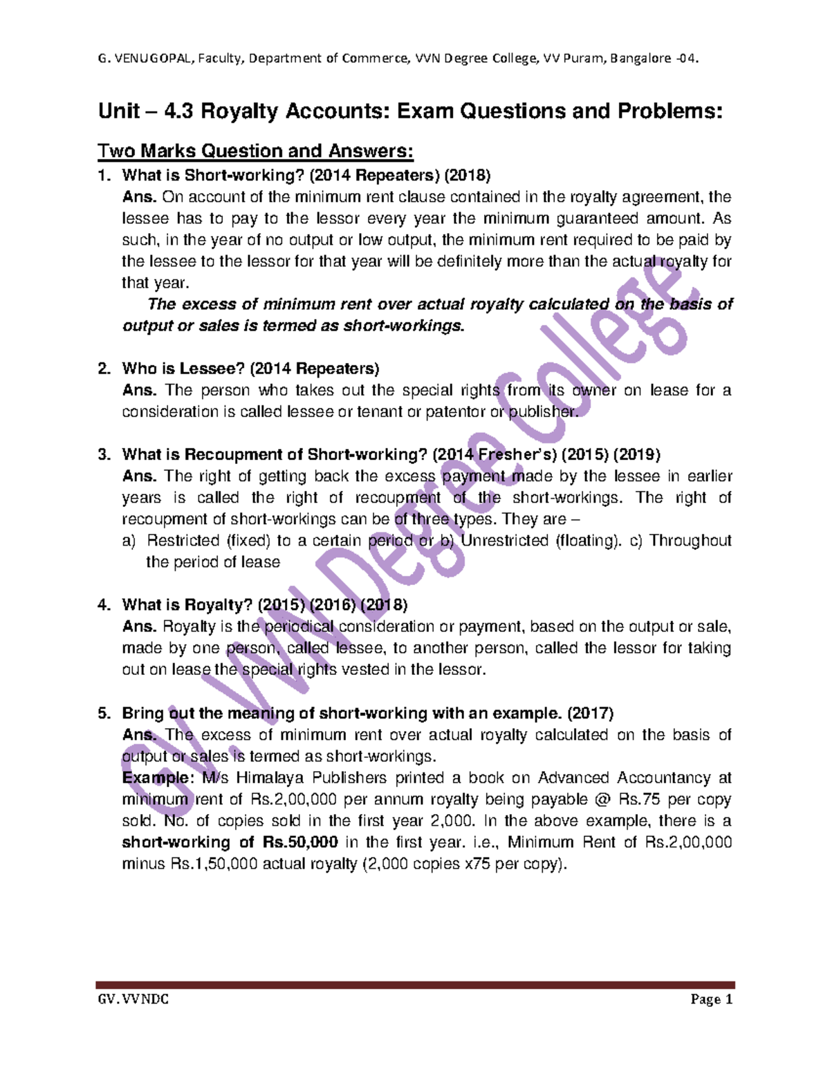 Unit-4 - I do undertake Bachelor of commerce specialising in Accounting ...