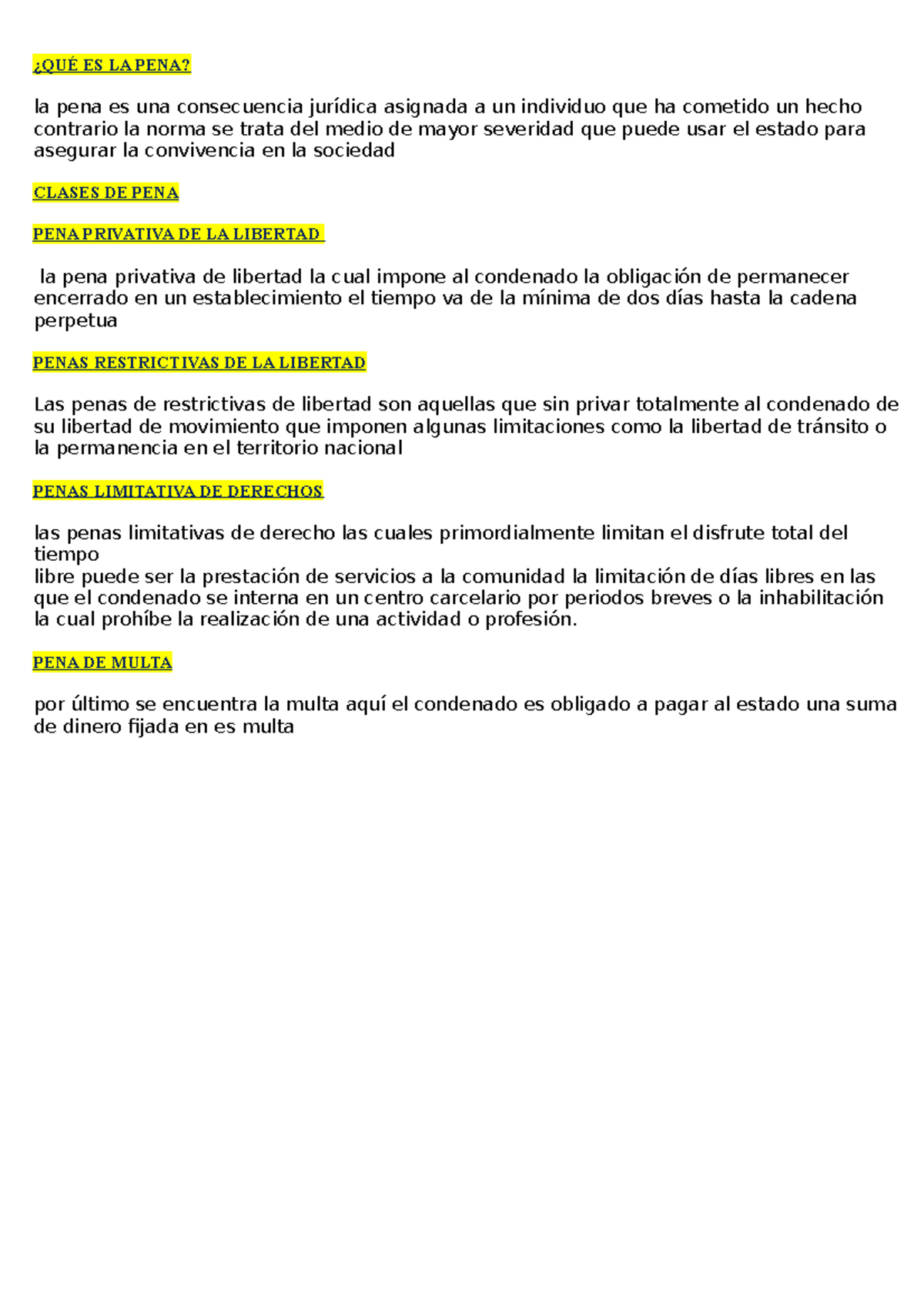 QUÉ ES LA PENA - ¿QUE ES LA PENA? CLASES DE PENA - ¿QUÉ ES LA PENA? la ...