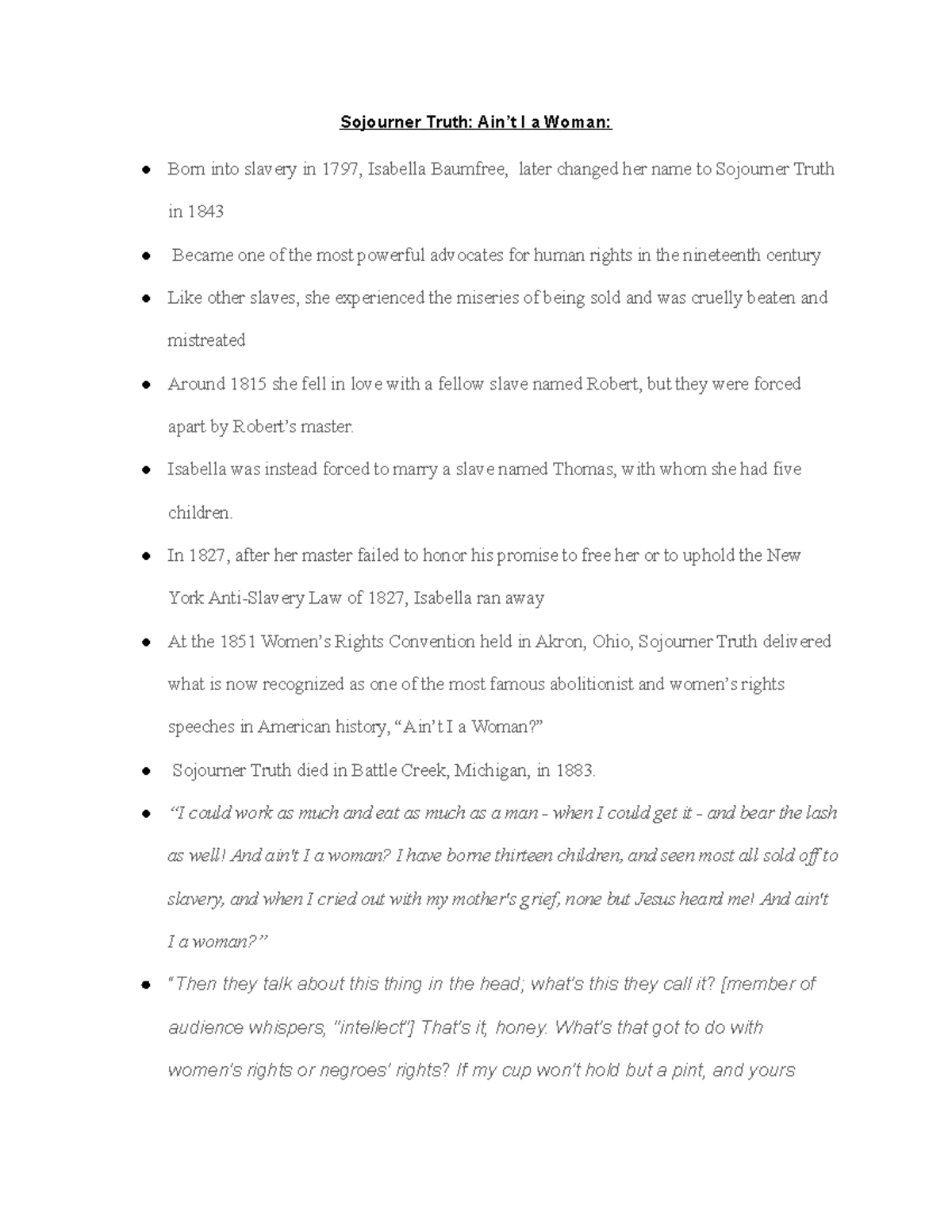 Sojourner Truth Ain’t I a Woman - Sojourner Truth: Ain’t I a Woman ...