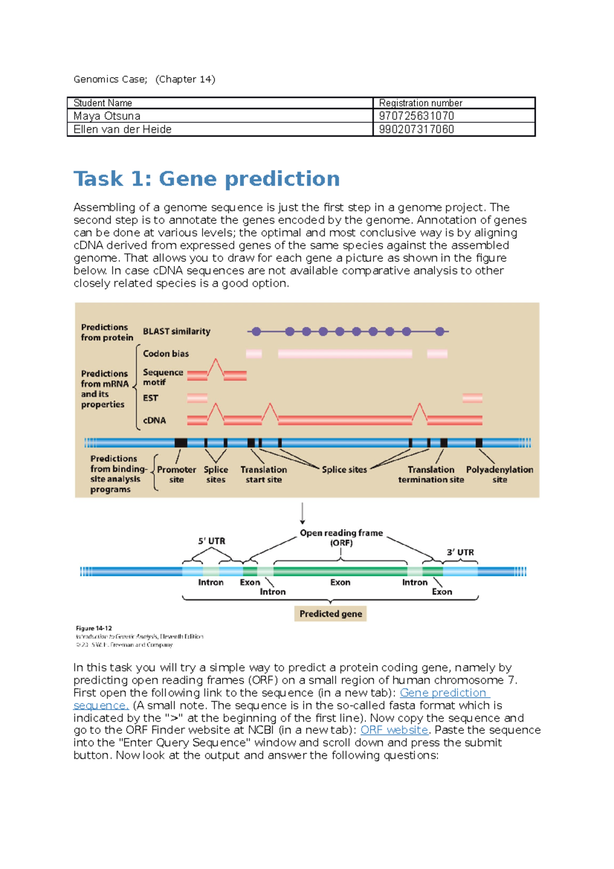 Genomics report - answers to the genomic case studies - Genomics Case ...