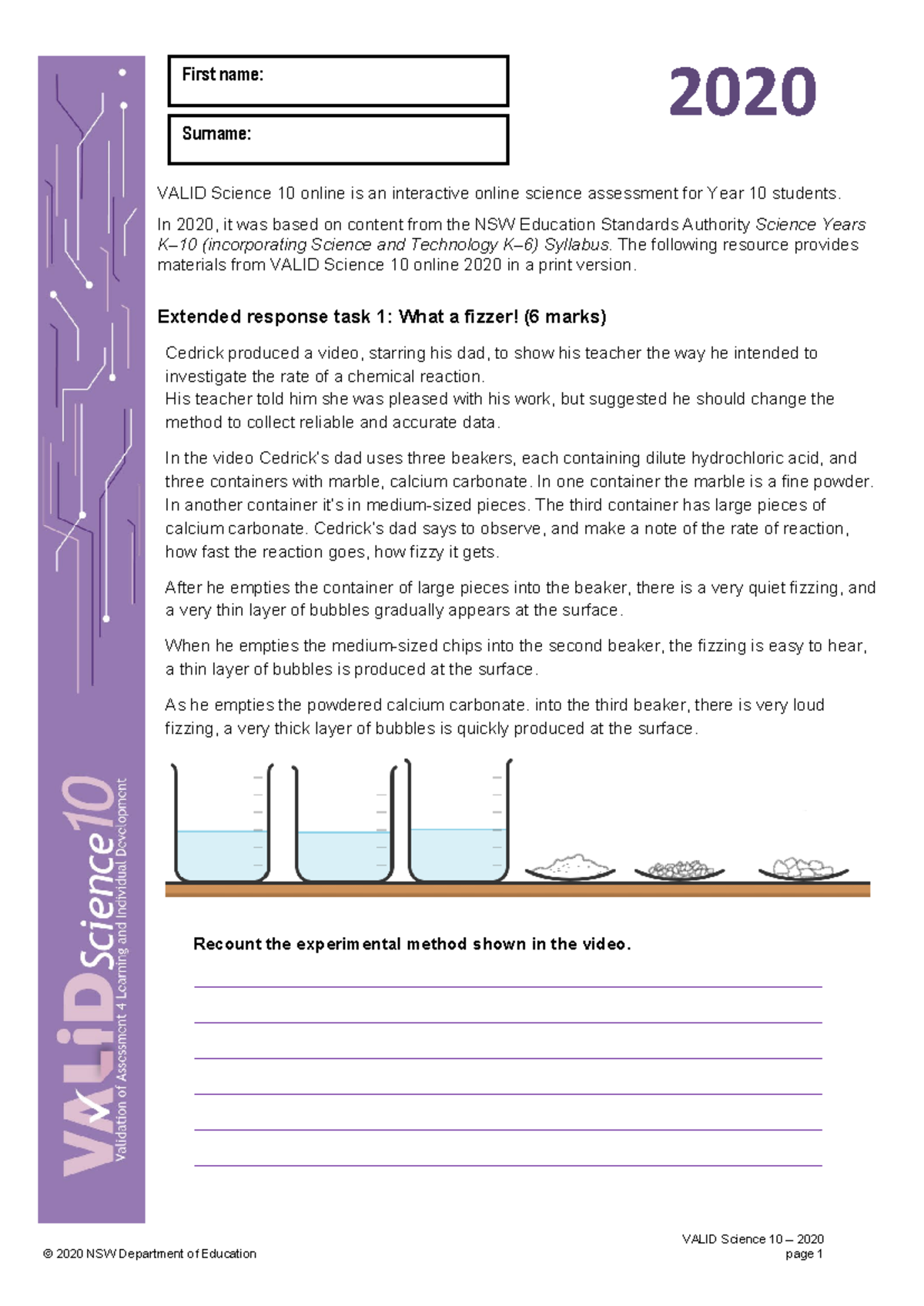 Valid Science 10 -2020 test - VALID Science 10 – 2020 2020 VALID ...
