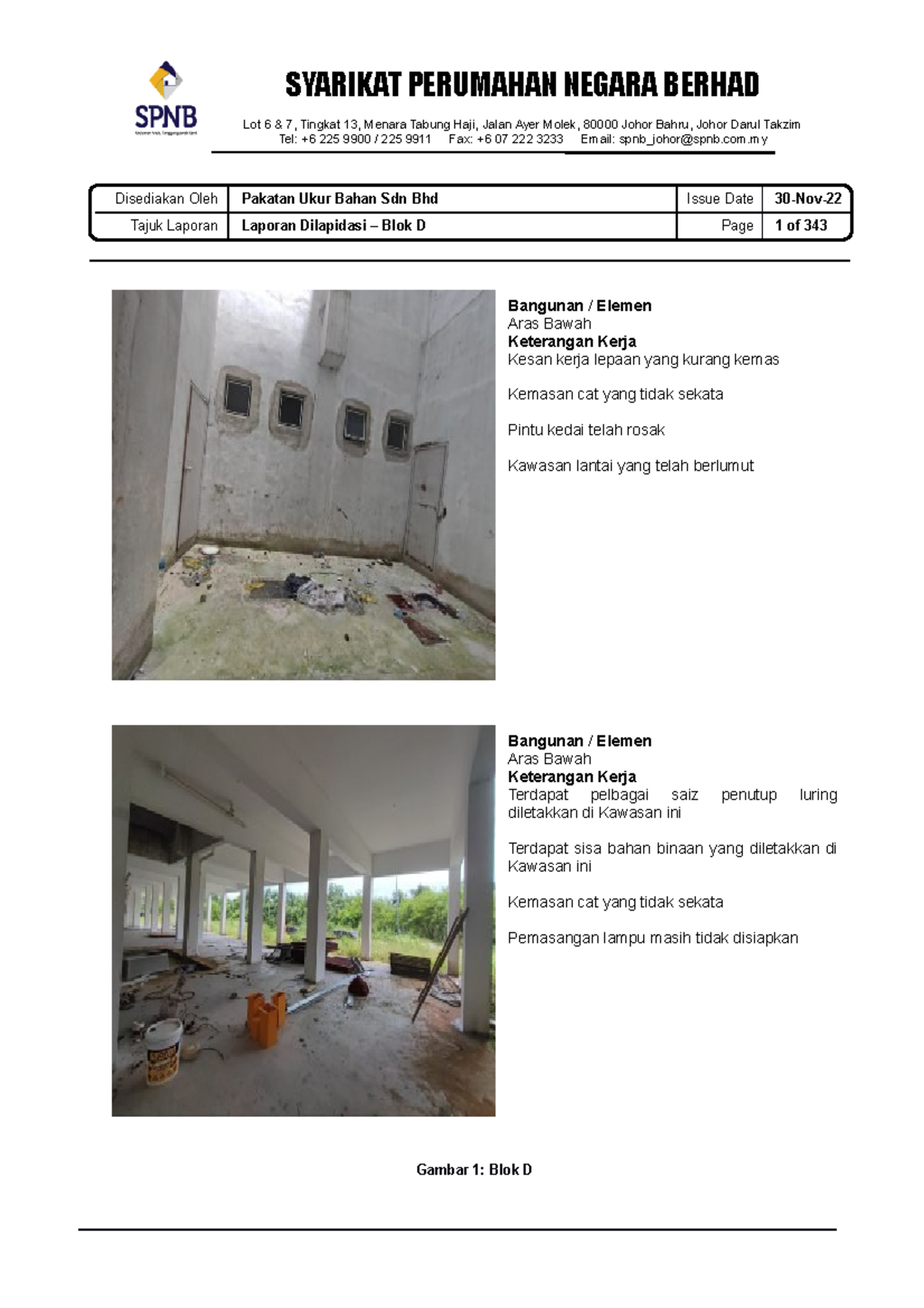 Dilapidation Report 2022 - Block D - Disediakan Oleh Pakatan Ukur Bahan ...