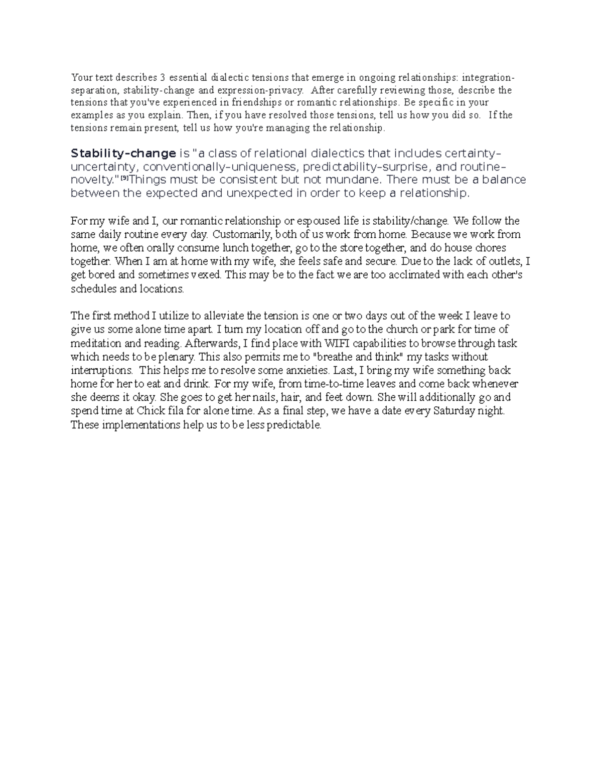 Reflection 3 essential dialectic tensions - Your text describes 3 ...