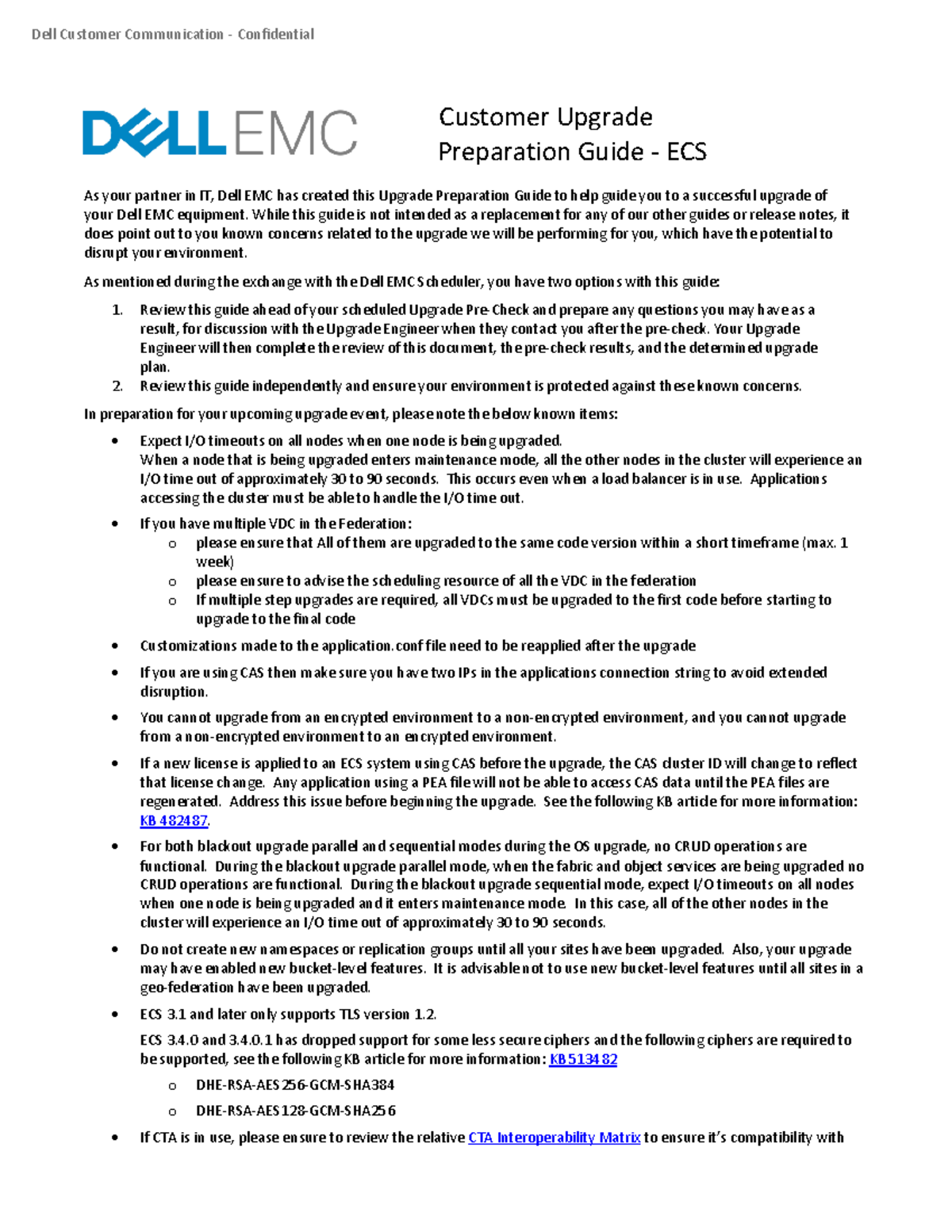 ECS Upgrade - Customer Preparation Guide v2 - Dell Customer ...