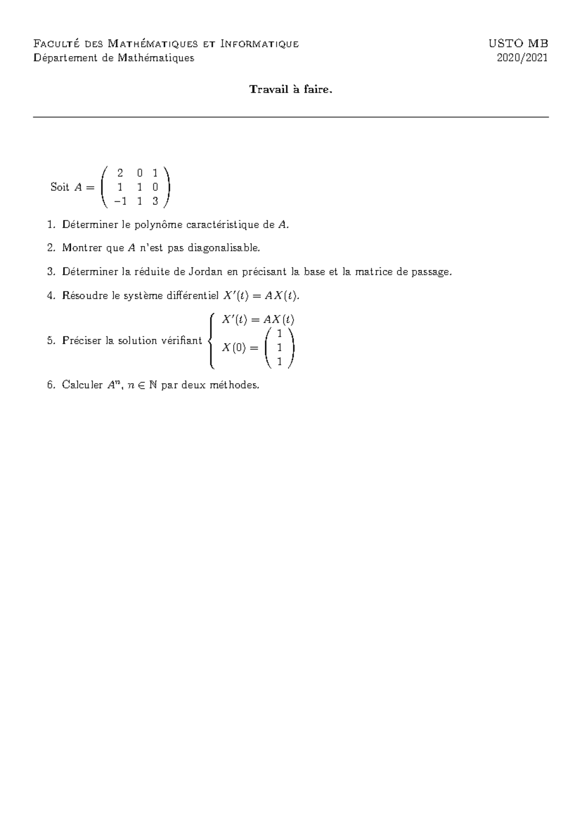 Travail - dine vavakoum - Facult ́e des Math ́ematiques et Informatique USTO MB D ́epartement de ...