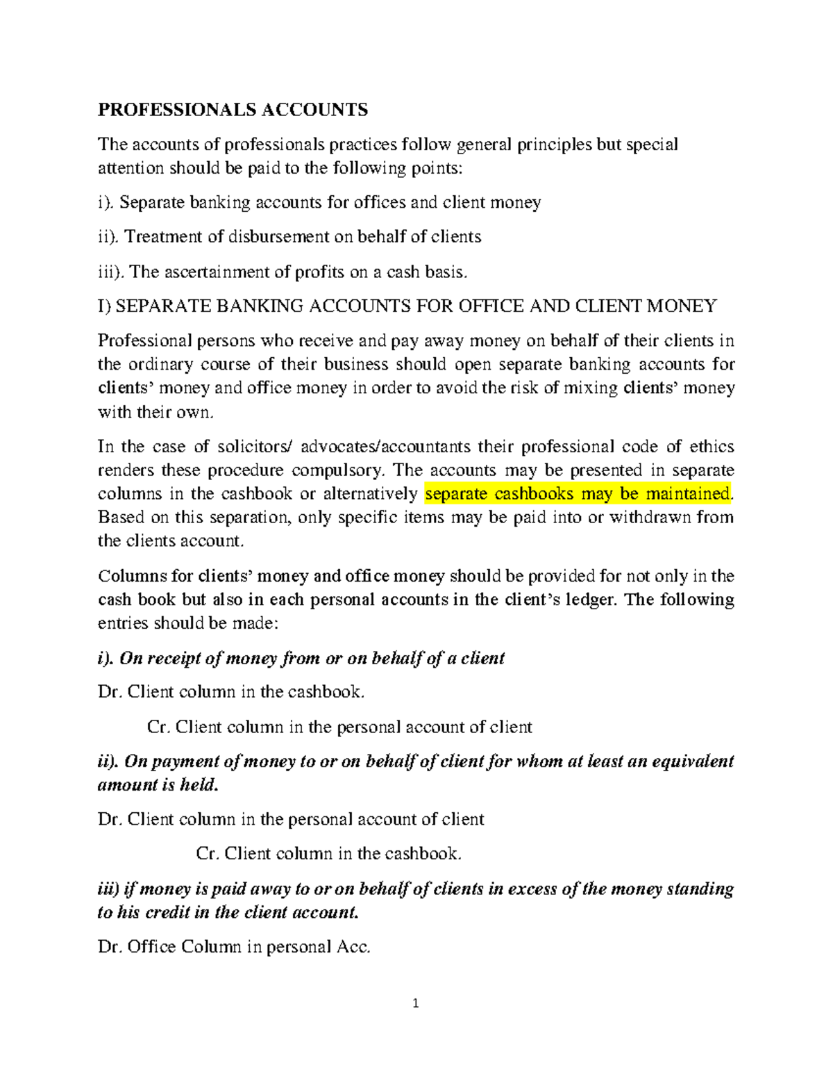 Professional FIRM Accounts - PROFESSIONALS ACCOUNTS The accounts of ...