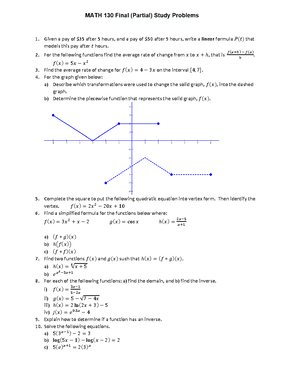 MATH 130 Spring 2024 Final Exam Reference Sheet - Formulas: Compound ...