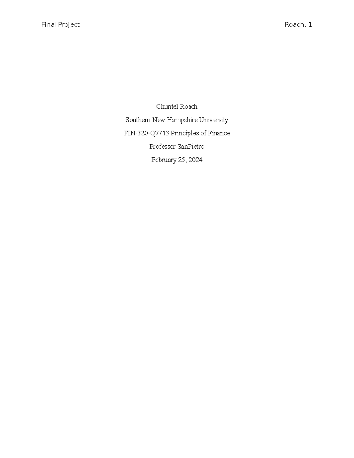 Fin320finalproject - final project example - Chuntel Roach Southern New ...