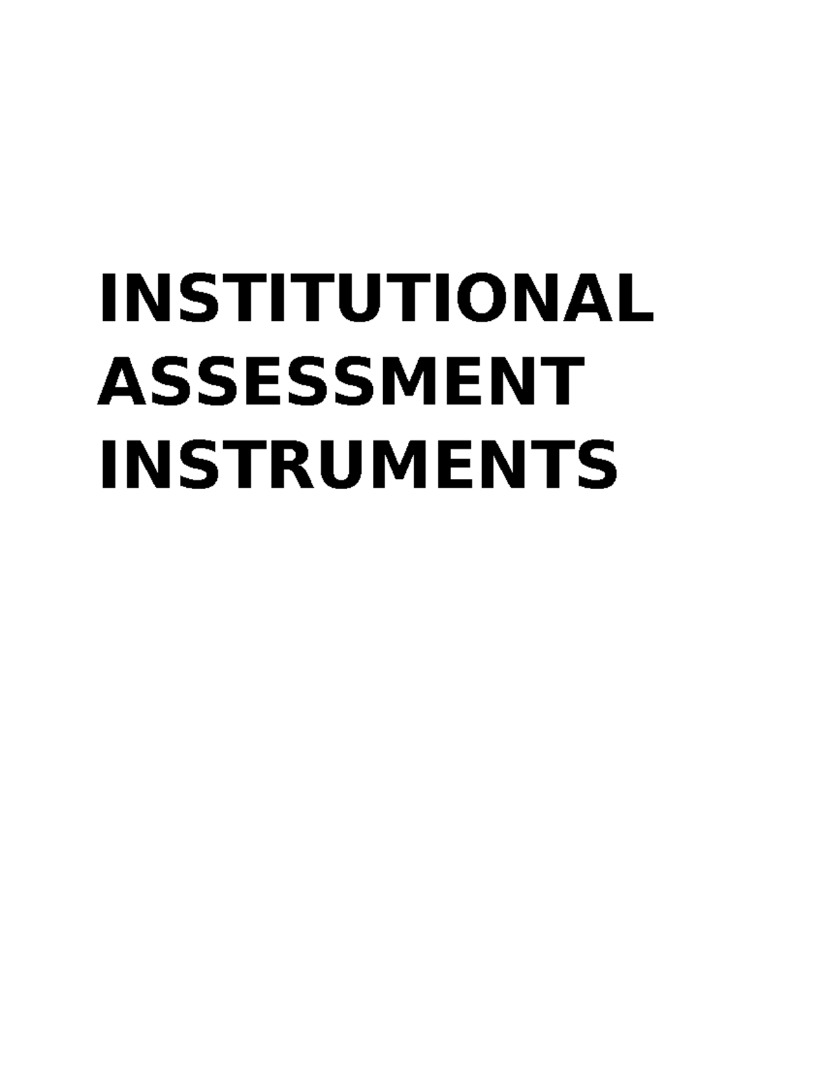 Institutional Assessment - INSTITUTIONAL ASSESSMENT INSTRUMENTS COMPETENCY EVALUATION TOOL ...