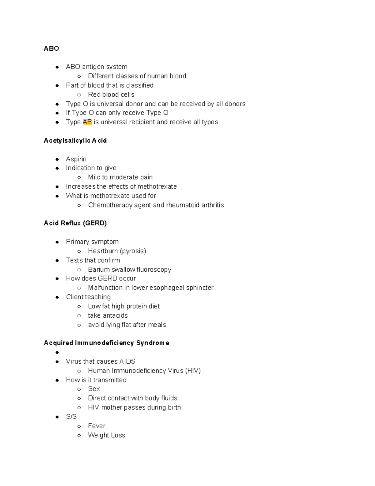 Nclex study guide - practice material - ABO ABO antigen system ...
