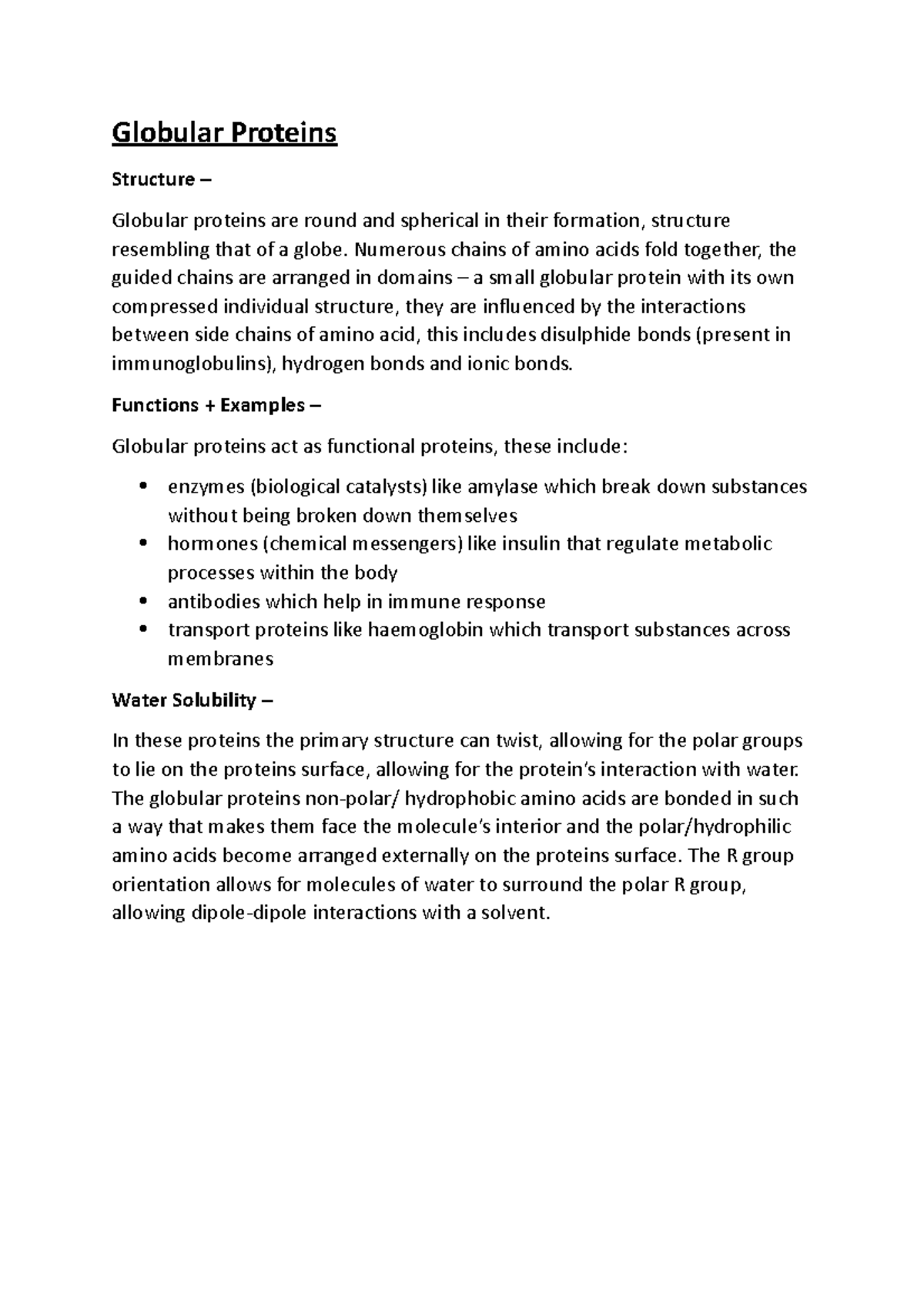 Globular Proteins - Globular Proteins Structure – Globular proteins are ...
