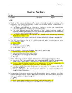 Intacc 2 EXAM 1 - practice exam - NAME: Date: Professor: Section: Score ...