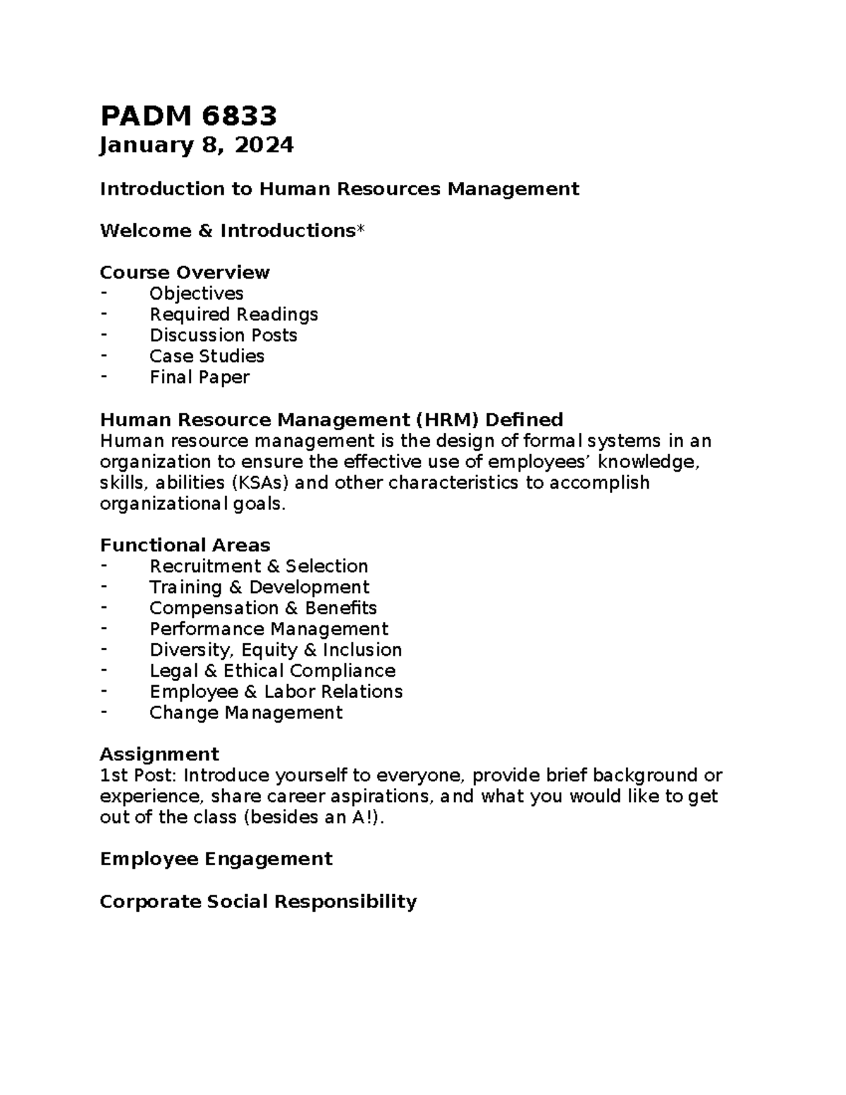 PADM 6833 (01-08-24) - Introductory materials - PADM 6833 January 8 ...