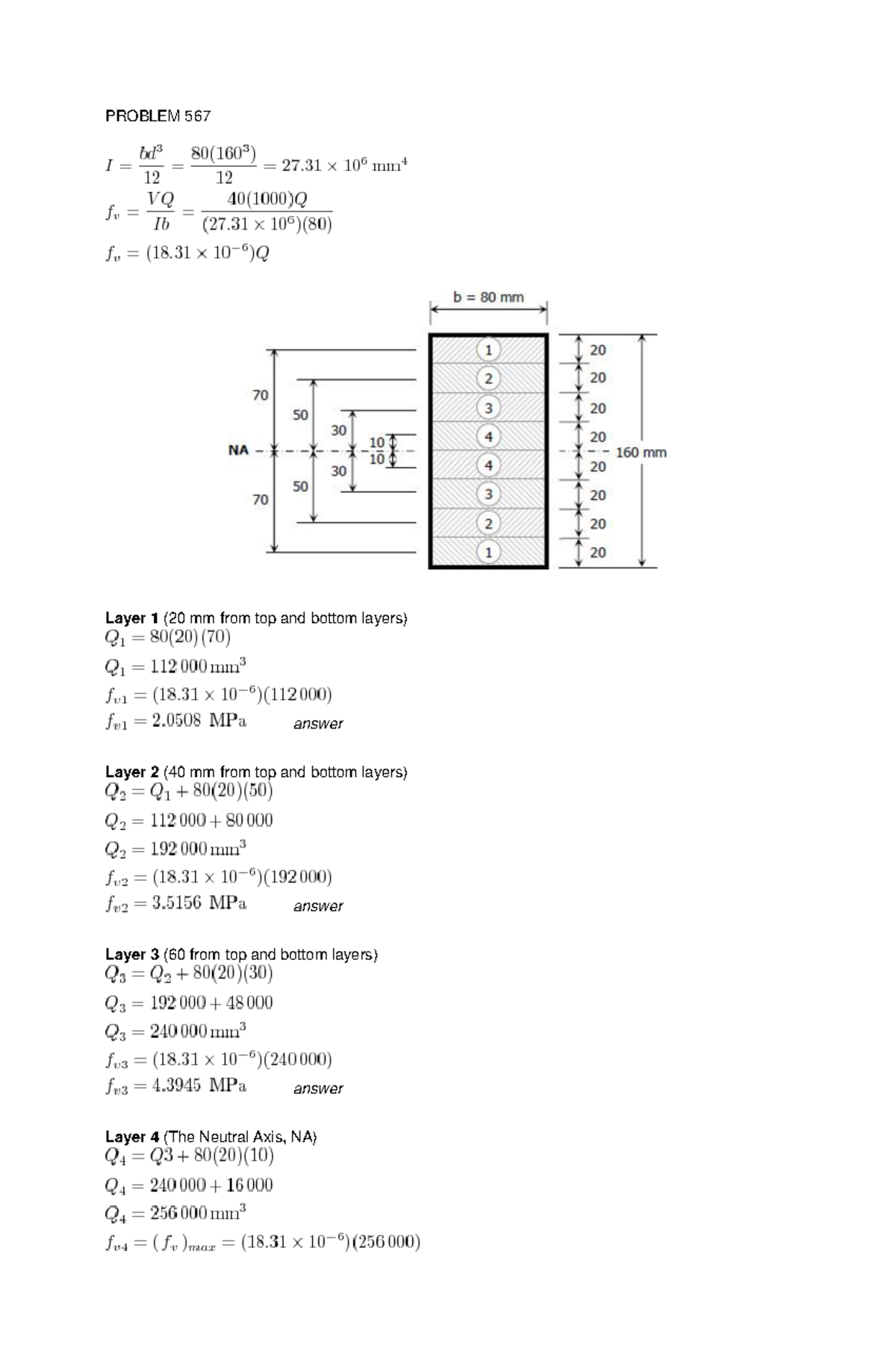 316957712 Solution Manual Strength of Materials - PROBLEM 567 Layer 1 (20 mm from top and bottom ...