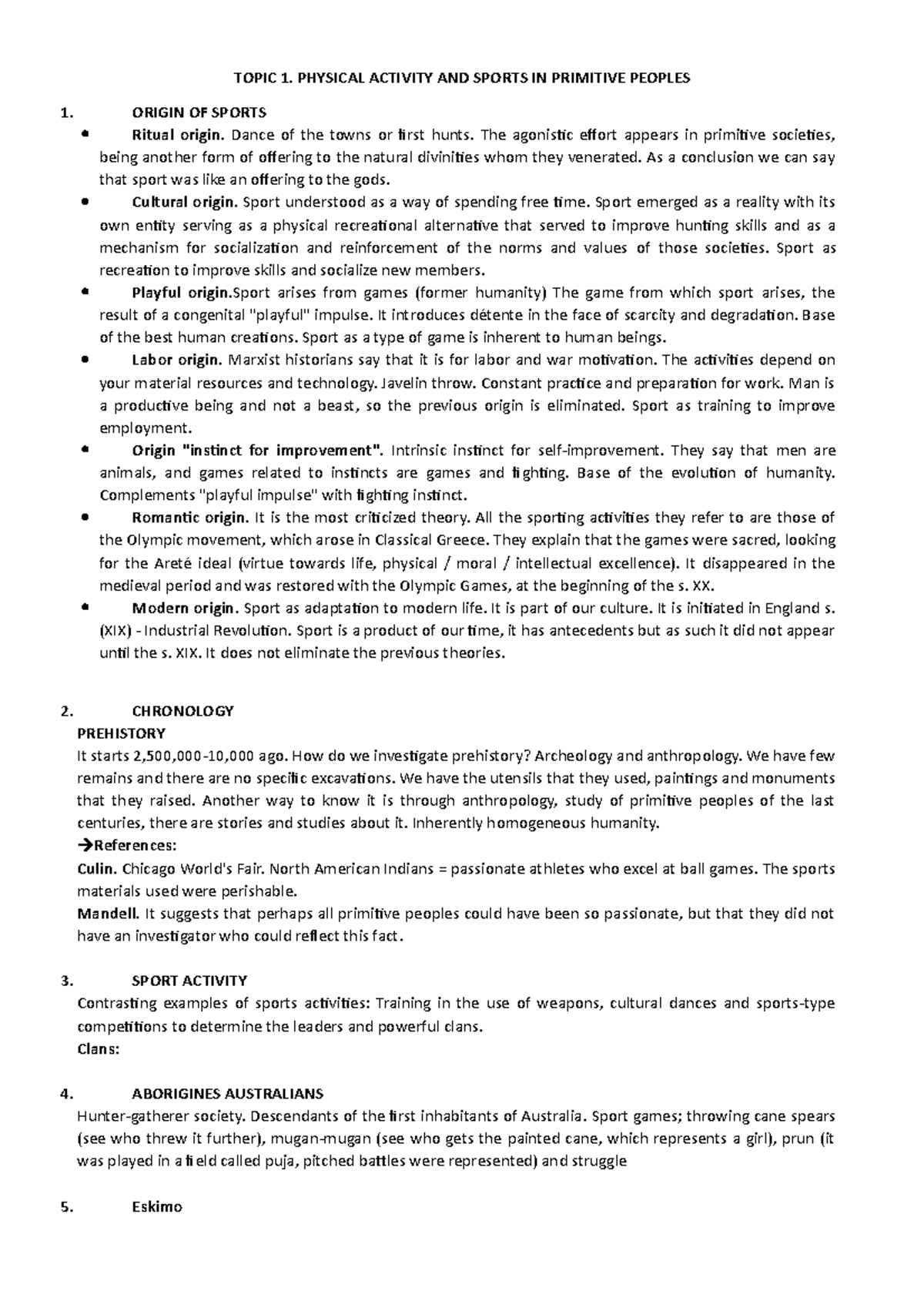 Lesson 4 - Lecture notes 4 - TOPIC 1. PHYSICAL ACTIVITY AND SPORTS IN ...