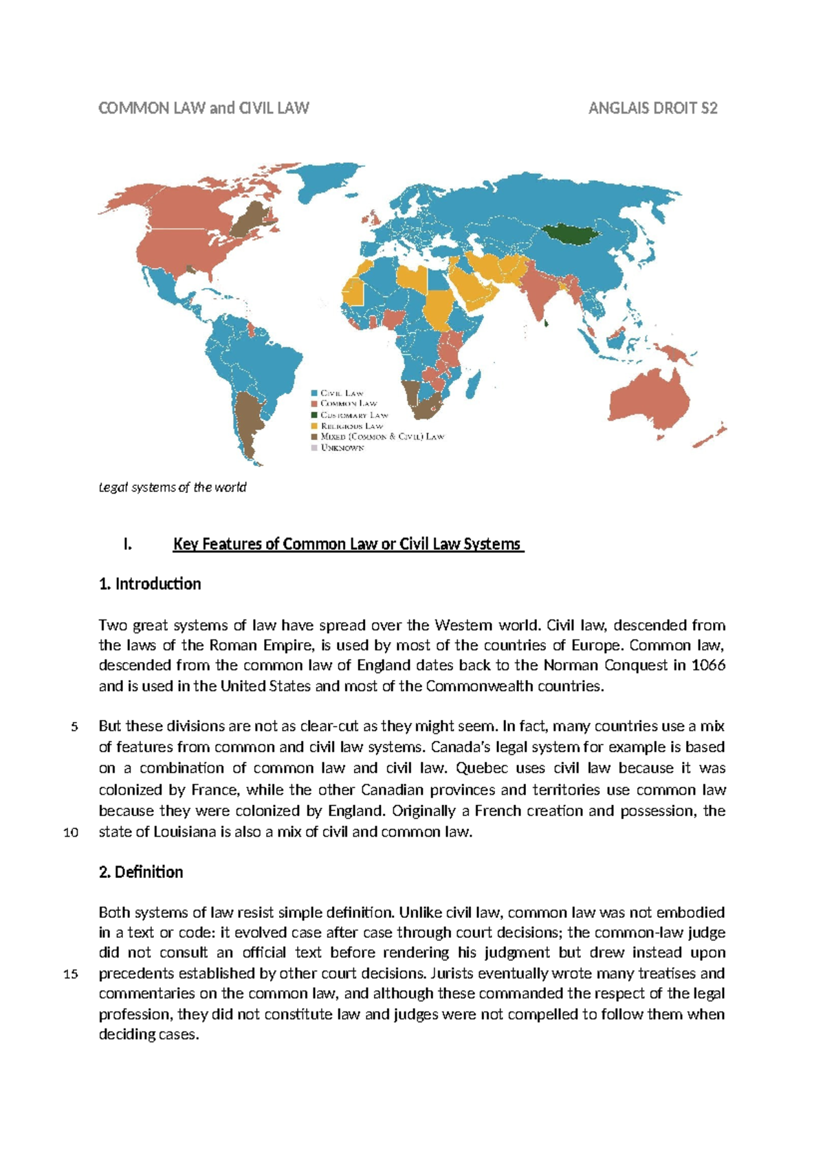 Common LAW-teacher - COMMON LAW and CIVIL LAW ANGLAIS DROIT S Legal ...