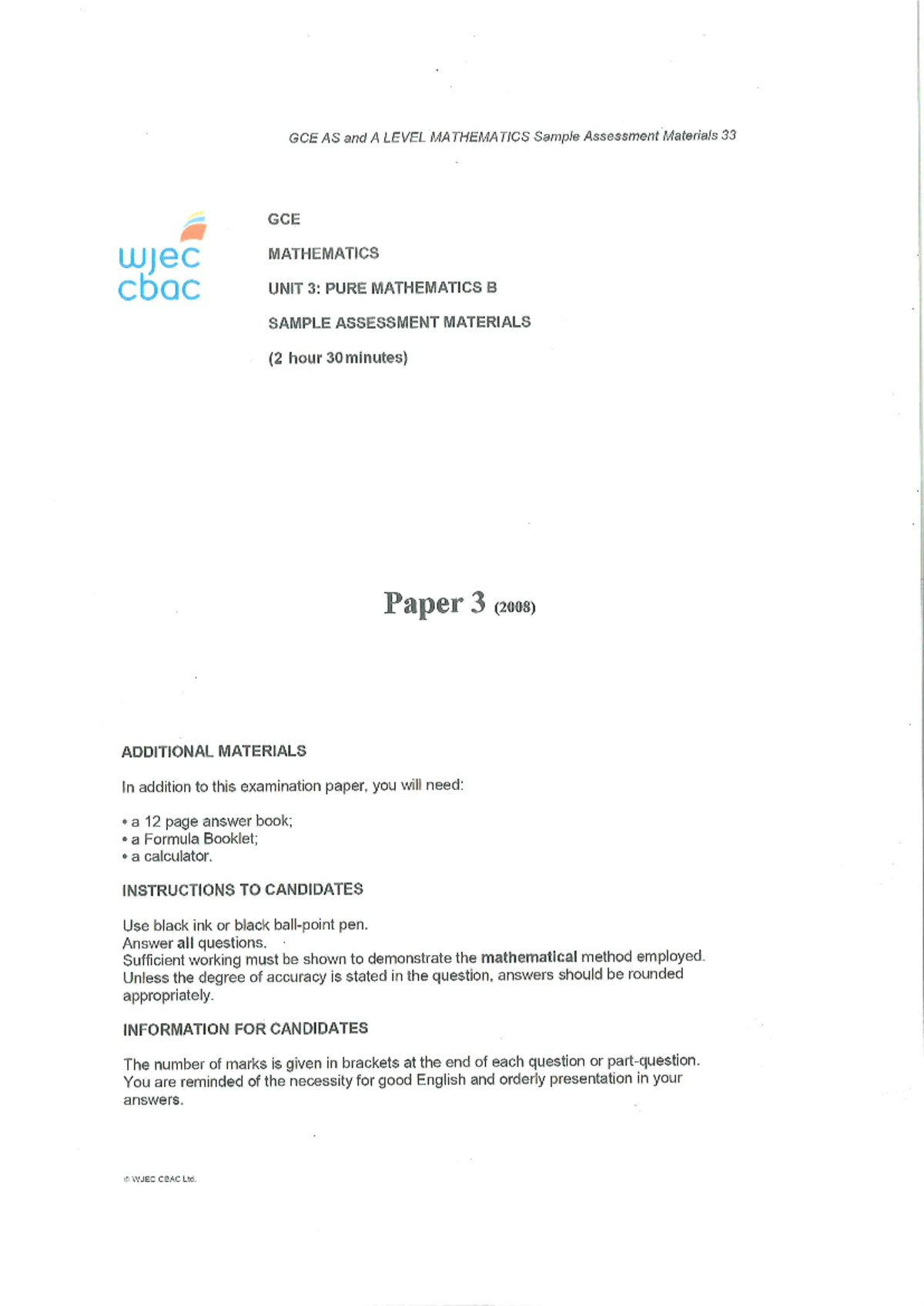 Unit 3 Pure Practise Paper 3 - Studocu