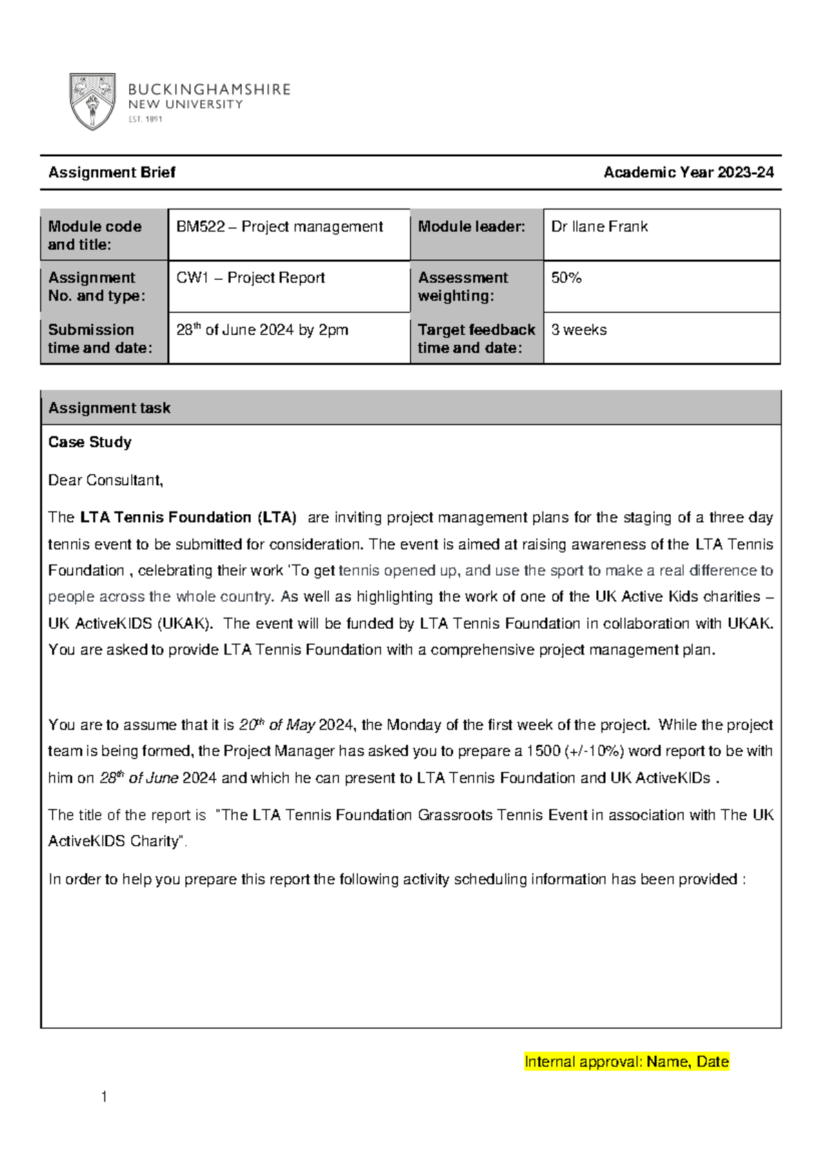 BM522 CW1 Assignment Brief 2023-24 - updated Partner May 2024 ...