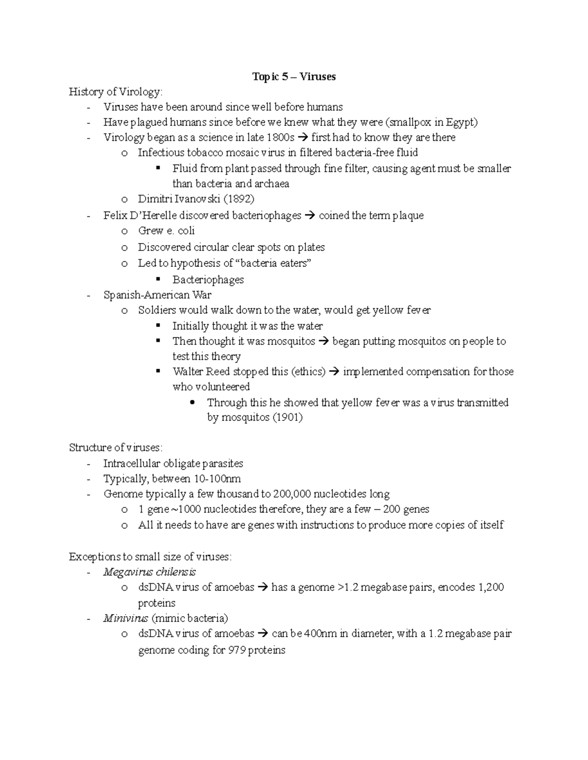 Topic 5 - Viruses - Unit notes - Topic 5 – Viruses History of Virology ...