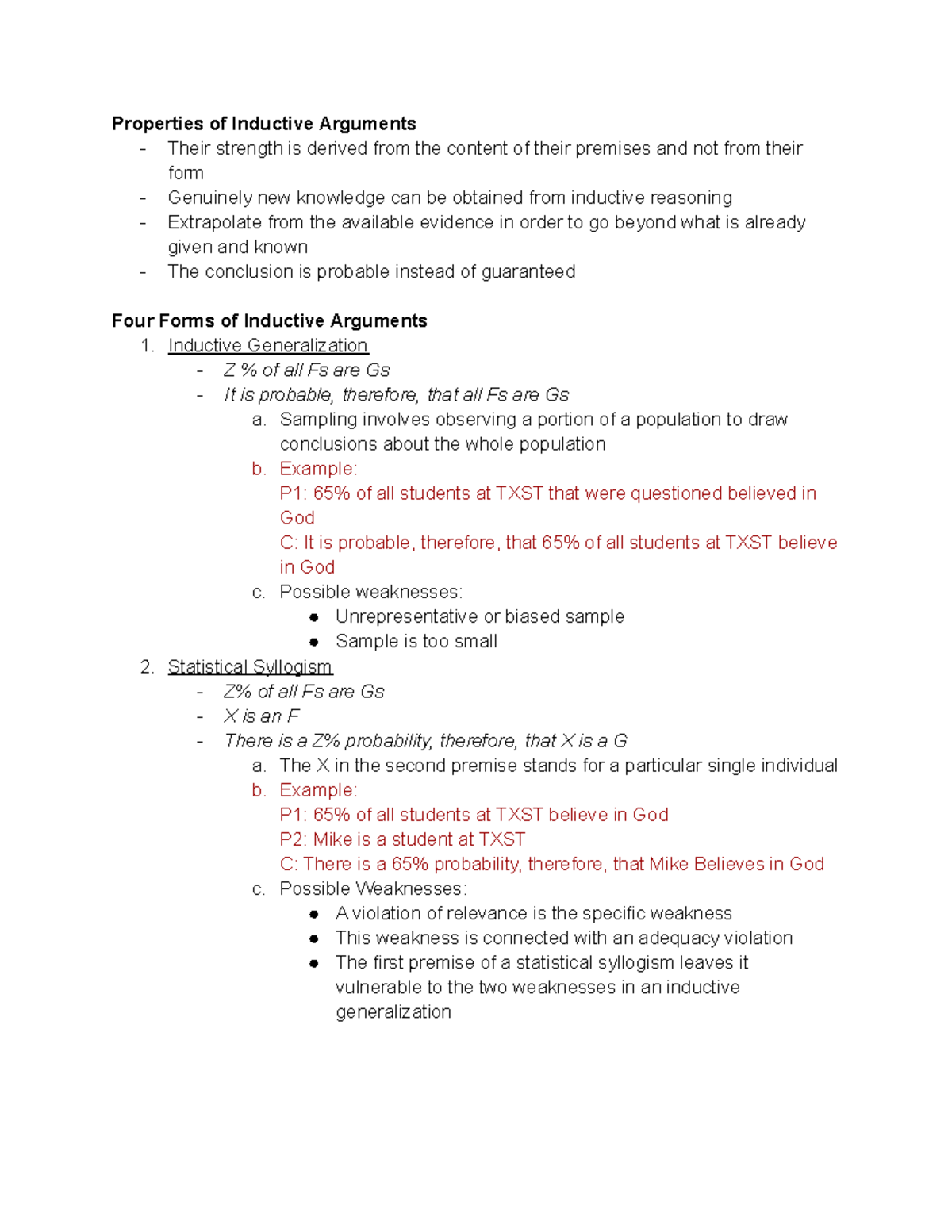 (Ch.10) Inductive Reasoning - Properties of Inductive Arguments - Their strength is derived from ...