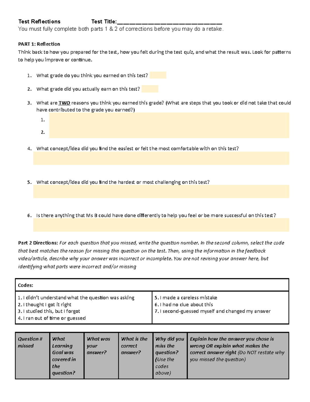 Barlev-WHS Bio Department Test Reflections - Test Reflections Test ...