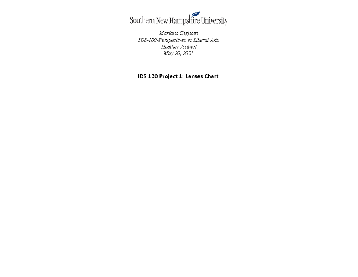 Mariana Gigliotti - Lenses Chart Template - Mariana Gigliotti IDS-100 ...
