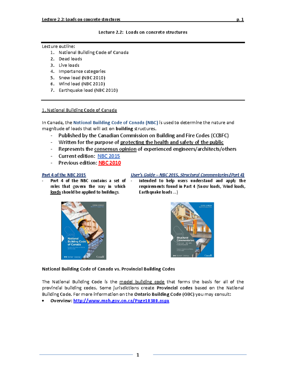 2.2 Loads on concrete structures - Lecture 2: Loads on concrete ...