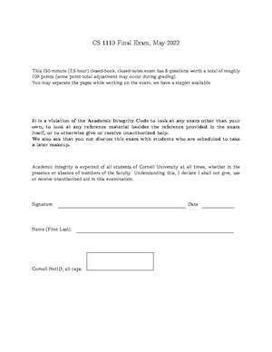2022 spring prelim 1 studyguide - CS 1110, Spring 2022: Prelim 1 Study ...