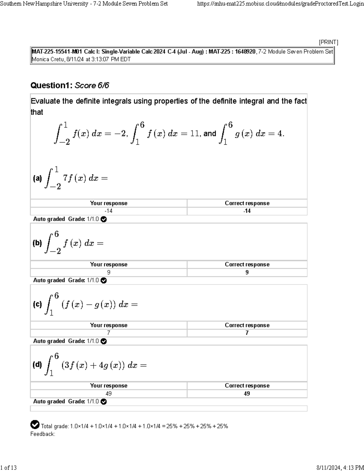 Southern New Hampshire University - 7-2 Module Seven Problem Set - [PRINT] MAT-225-15541-M01 ...