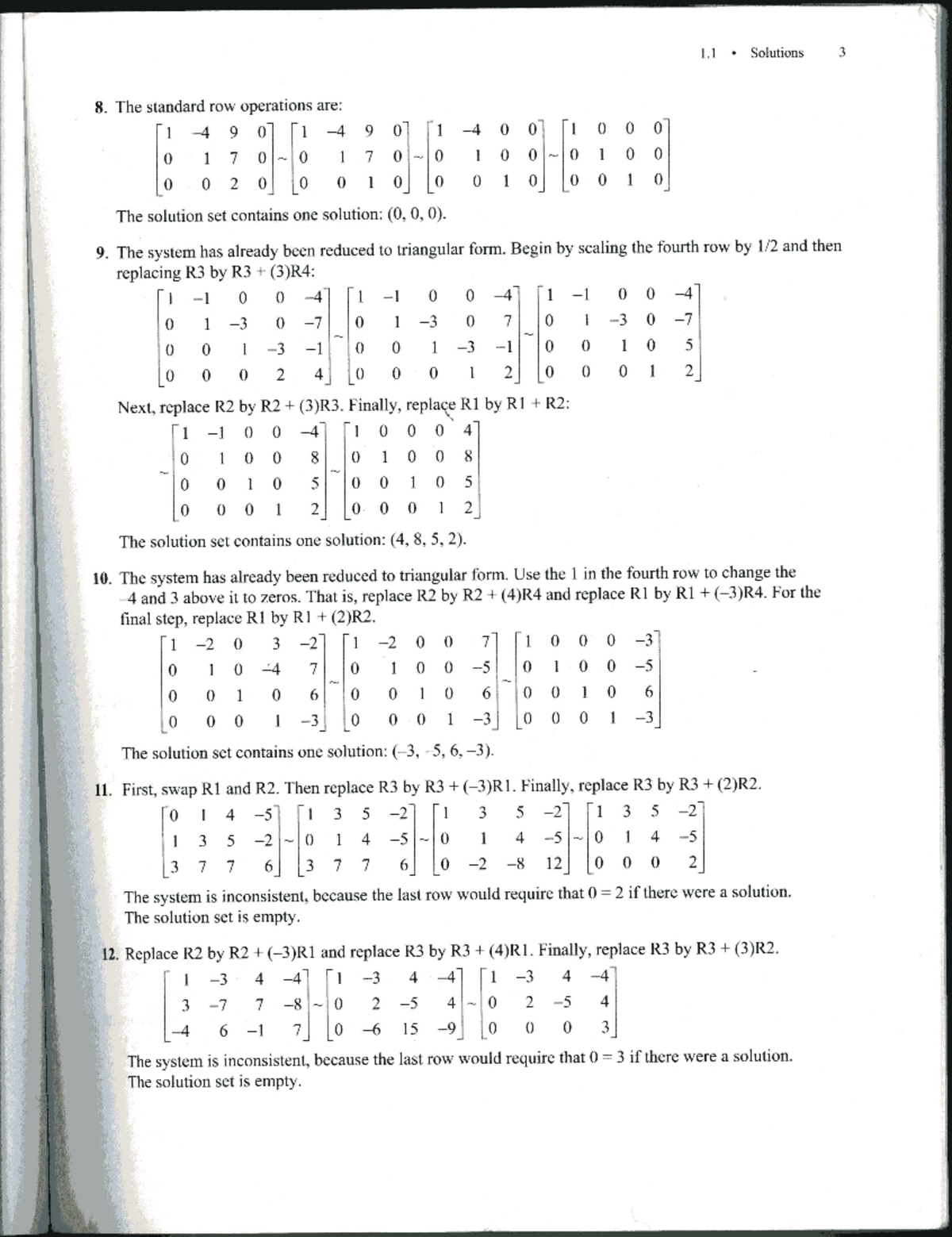 Linear Algebra - 1 Solutions 3 8. The standard row operations are: 0170 ...