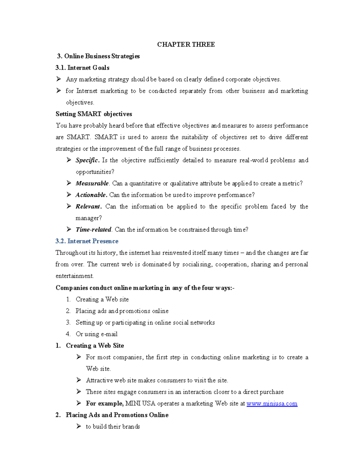 Ch3 tg - Reference - CHAPTER THREE Online Business Strategies Internet ...