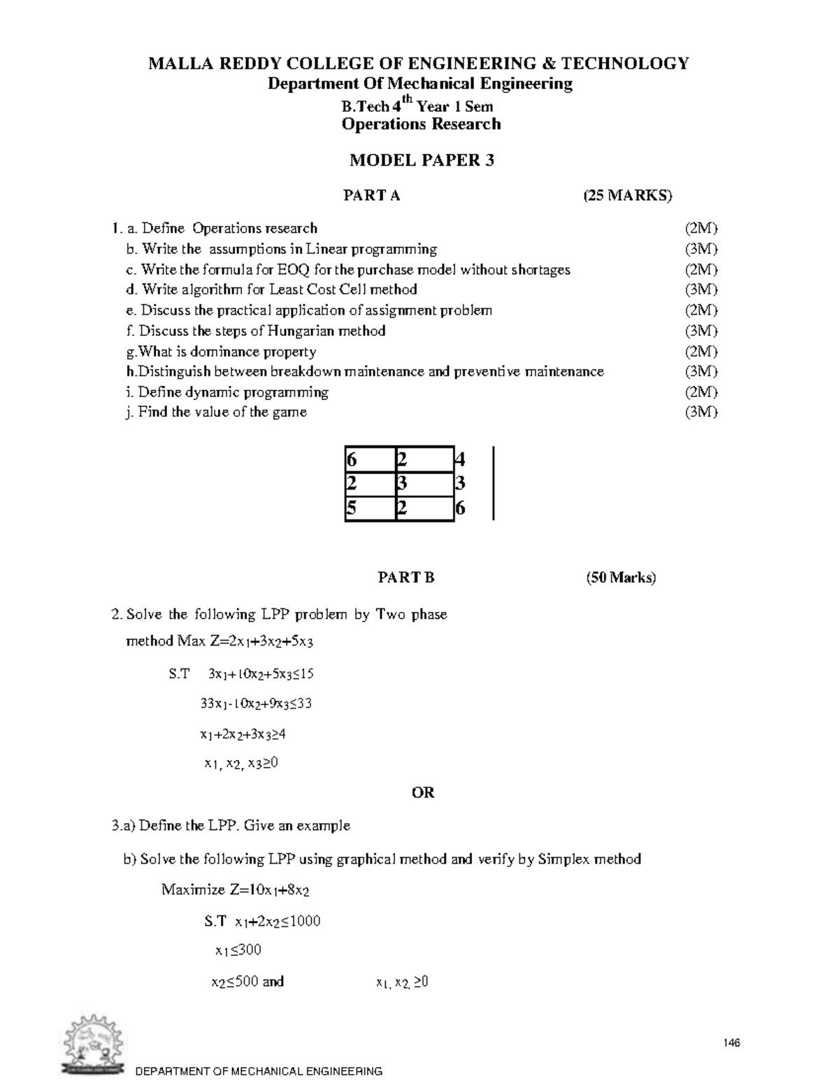 INDU 324-Lec 08 - INDU 324-Lec 08 - 146 DEPARTMENT OF MECHANICAL ENGINEERING MALLA REDDY COLLEGE ...