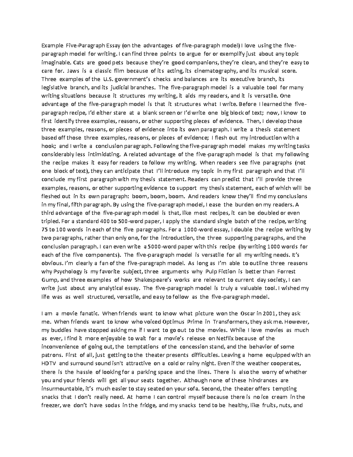 Example Five Science Technology essay - Example Five-Paragraph Essay ...