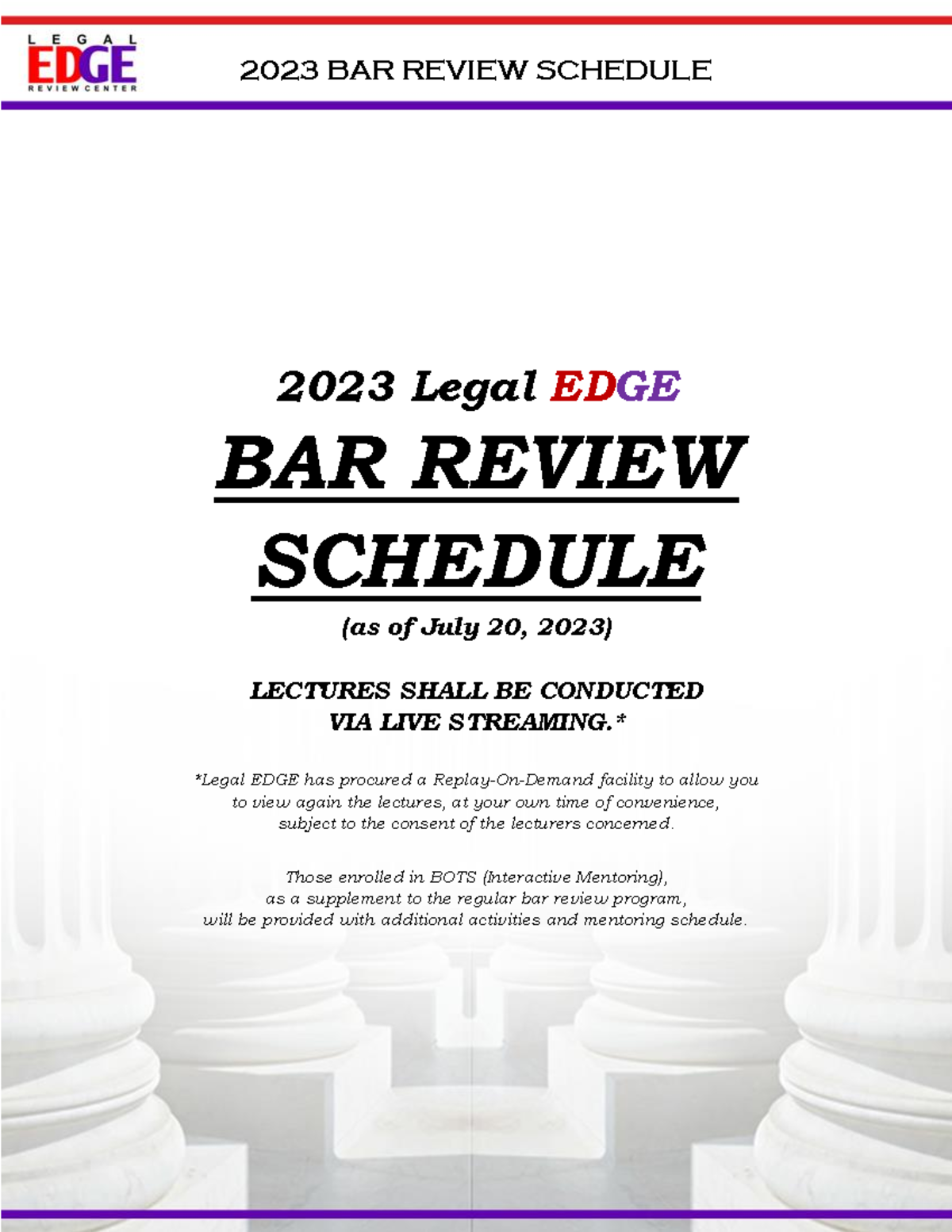 2023 Legal EDGE Pre Bar Schedule - Updated - 2023 Legal EDGE BAR REVIEW ...
