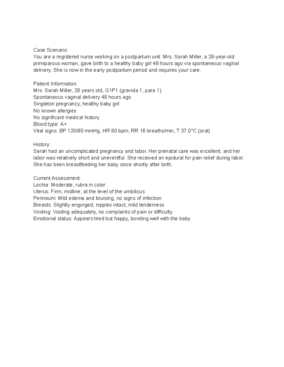 Case study - awdawd - Case Scenario: You are a registered nurse working ...