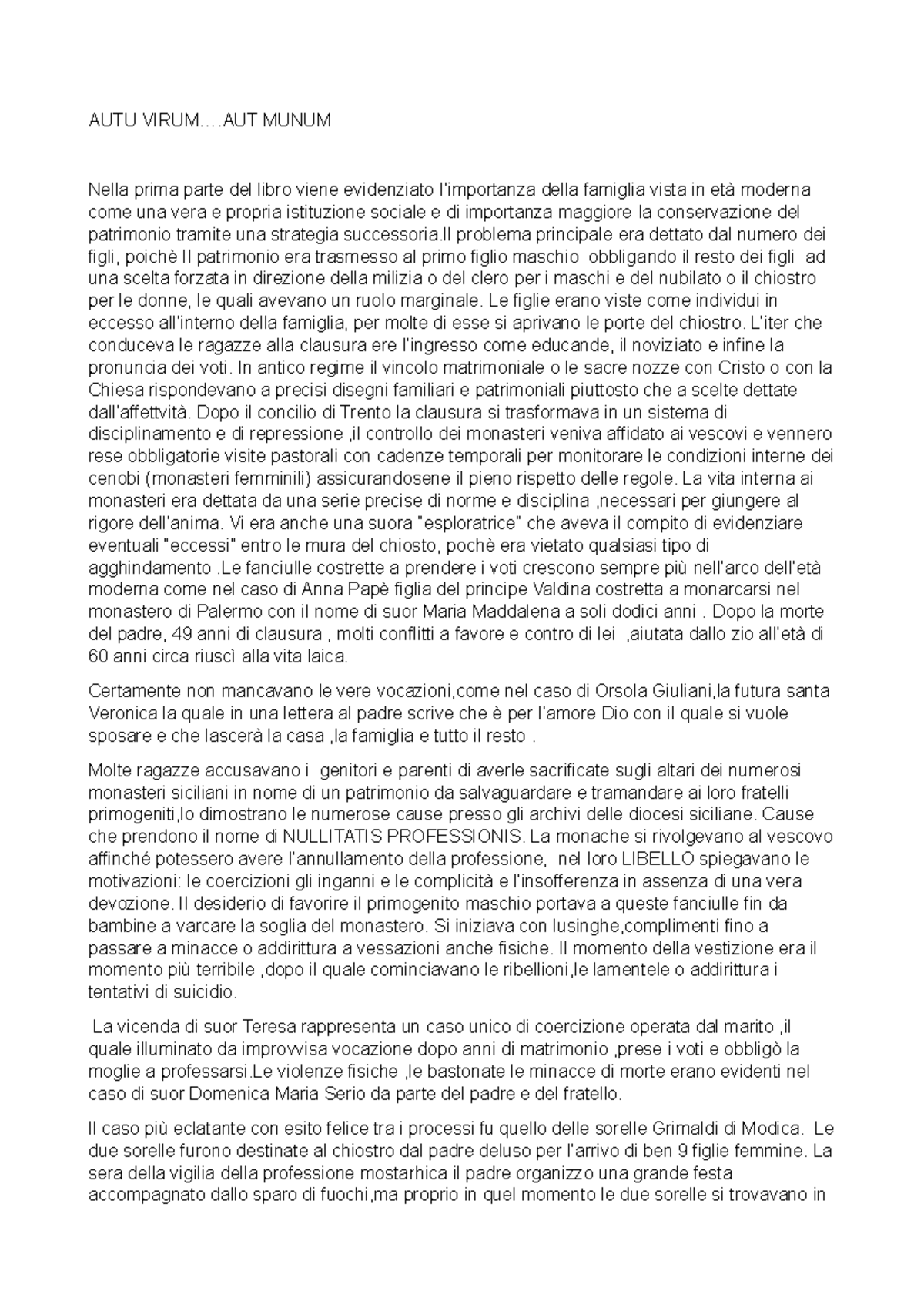 Aut Virum, Aut Murum - AUTU VIRUM... MUNUM Nella prima parte del libro ...